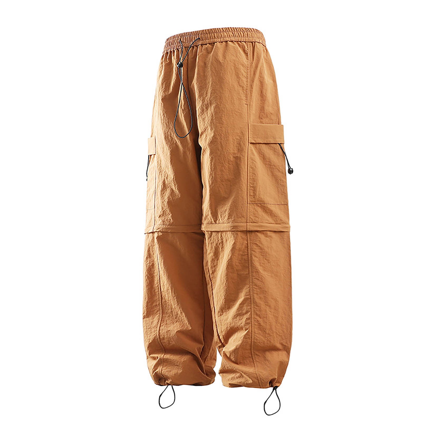 Dpytoraw Male Straight Leg Cargo Slacks Solid Color Loose Wide Leg ...