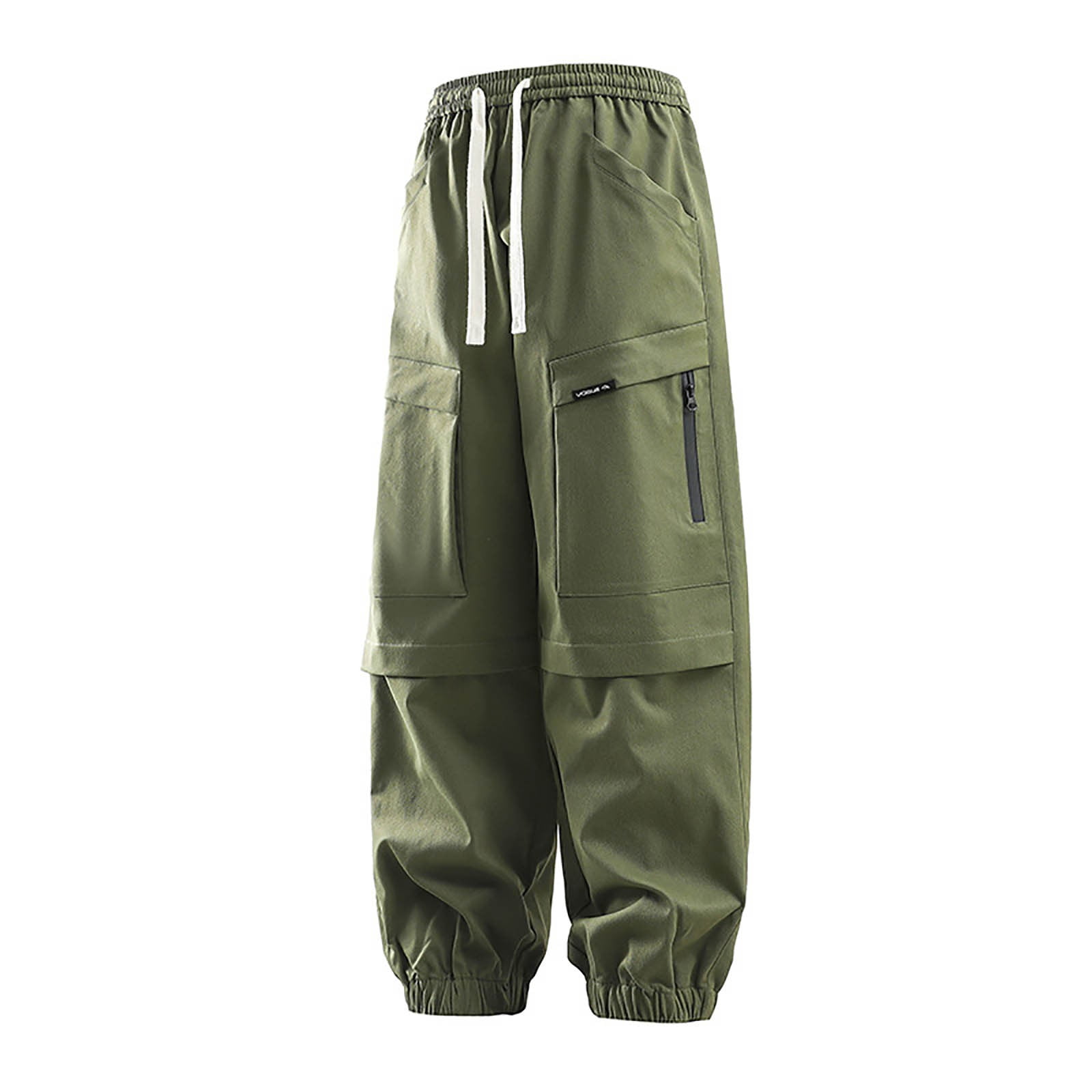 Dpytoraw Male Straight Leg Cargo Slacks Solid Color Loose Wide Leg ...