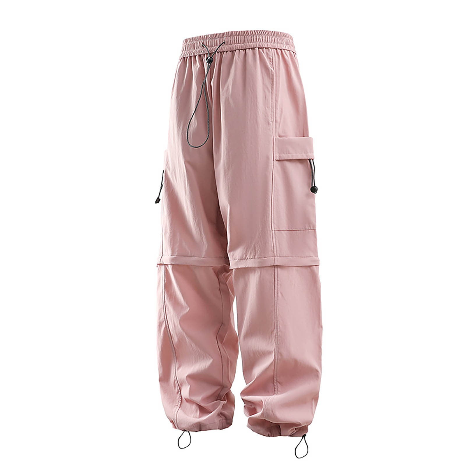 Dpytoraw Male Straight Leg Cargo Slacks Solid Color Loose Wide Leg ...