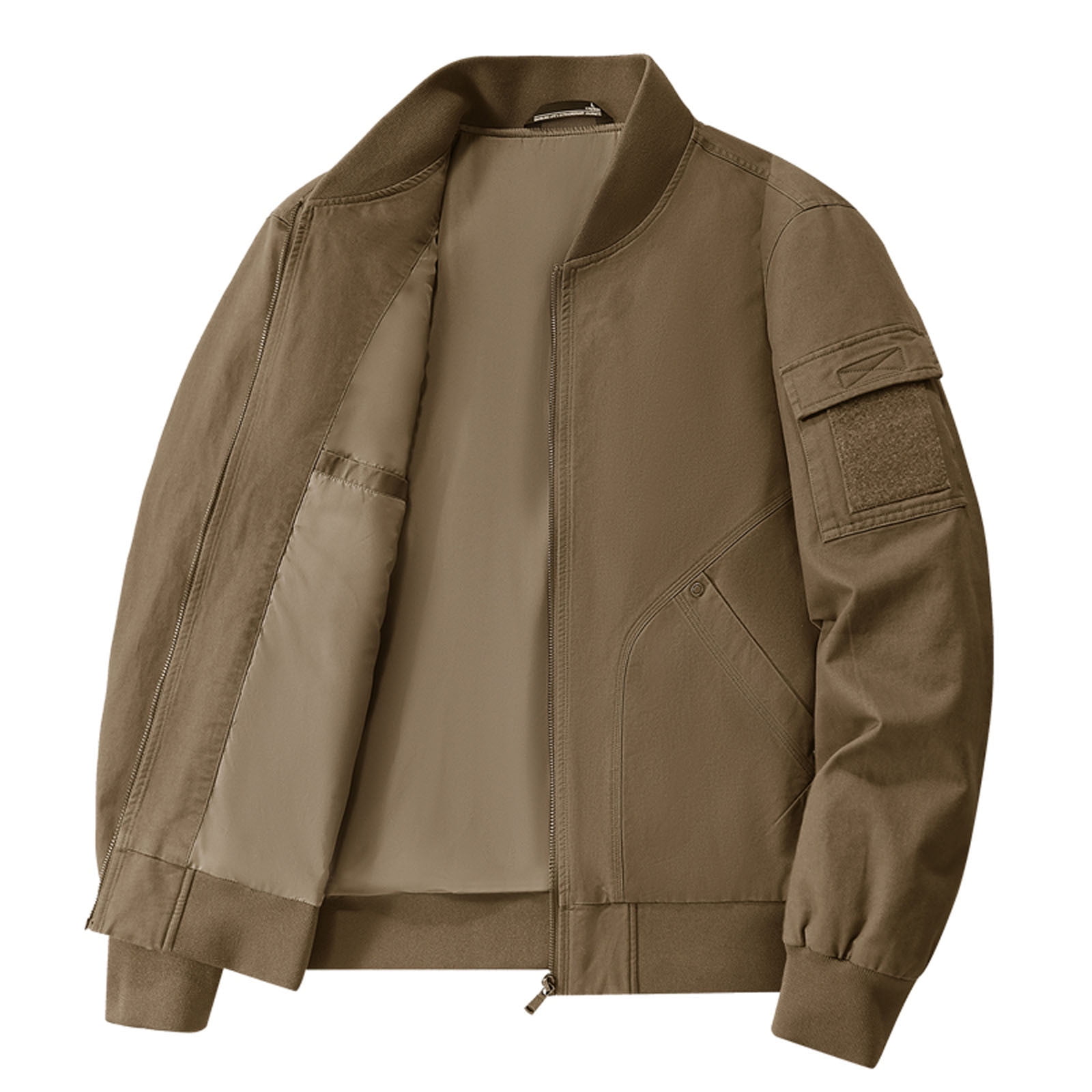 Dpytoraw Male Washed Spring And Autumn Thin Standing Collar Pocket ...
