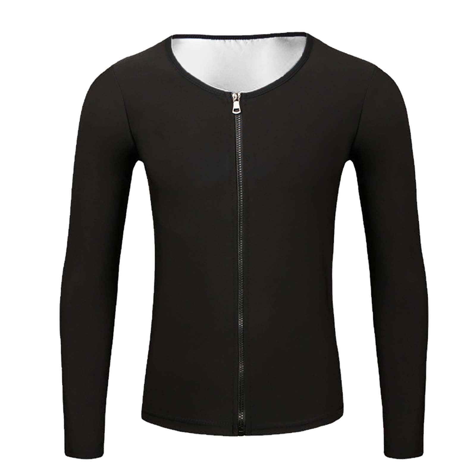 Dpytoraw Men Sports Long Sleeve Sweat Vest Fitness Belly Zip Shapewear ...