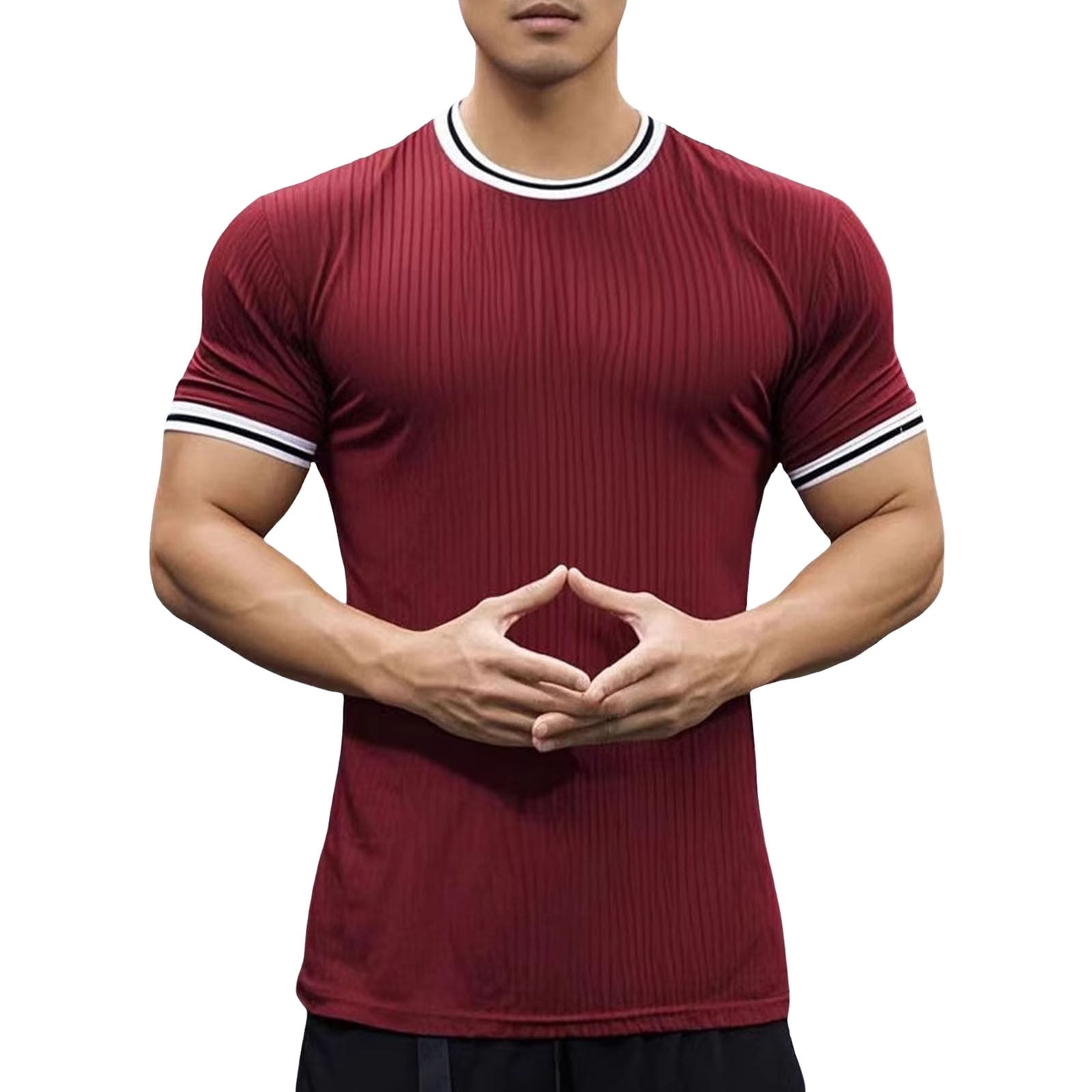 Dpytoraw Men's Basketball Running Training Solid Color Stripe Stretch ...