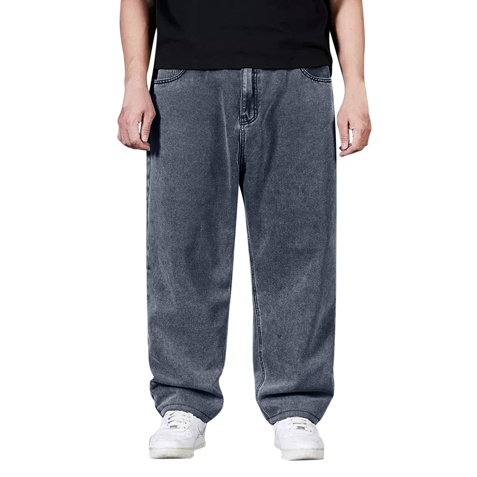 Dpytoraw Men's Plus Size Jeans Straight Leg Fat Man Wide Waist Pants ...