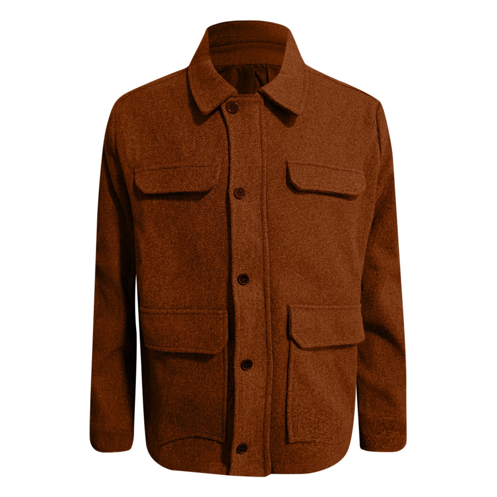Dpytoraw Men's Spring And Autumn Collar Jacket Pocket Retro Casual ...
