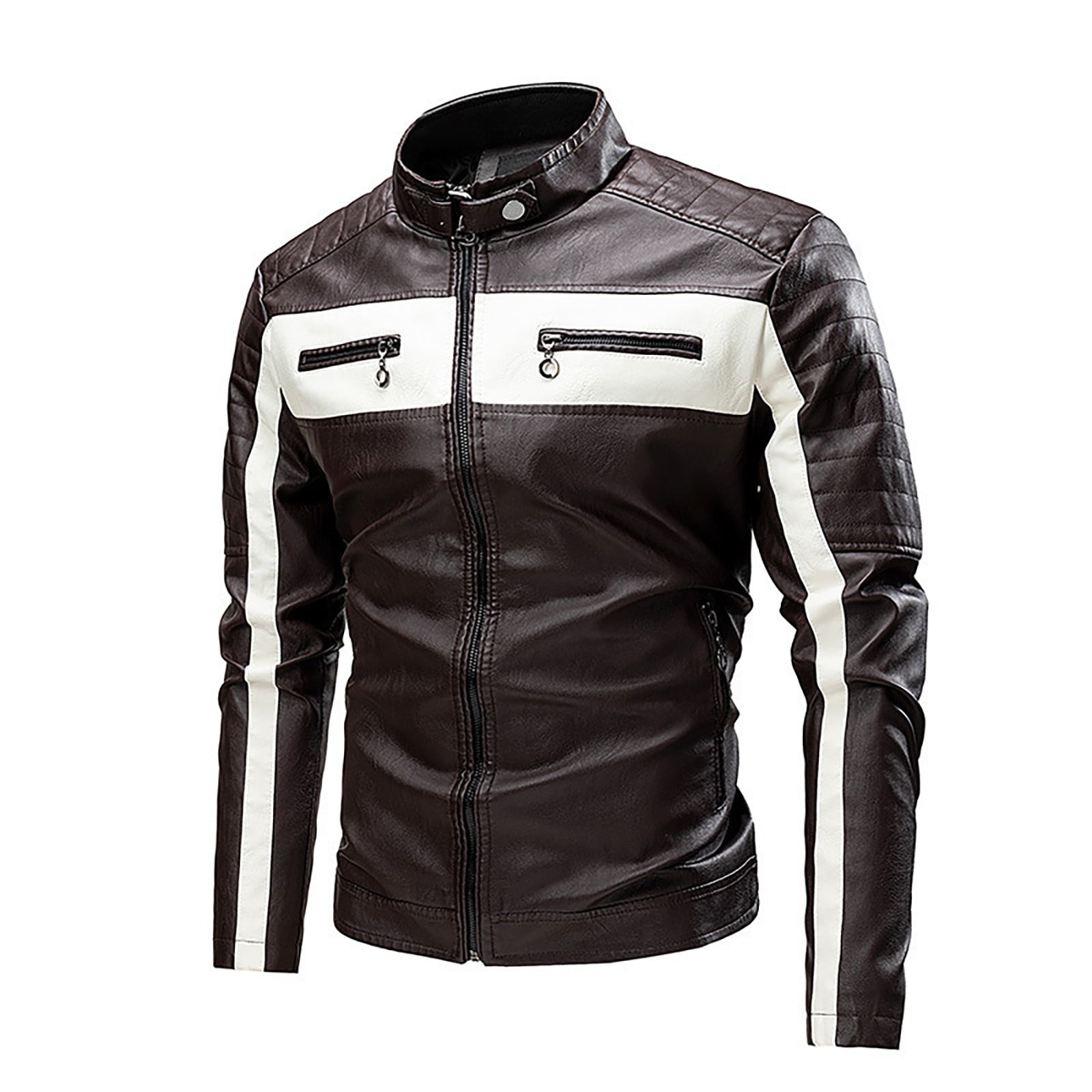 Dpytoraw Men's Vintage Motorcycle Jacket Riding Motorbike Leather ...