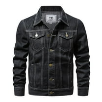 LZLER Casual Jean Jacket for Men Ripped Classic Denim Jacket - Walmart.com