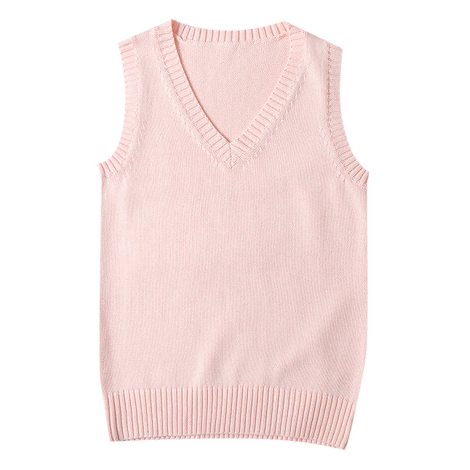 Dpytoraw Preppy Style V Neck Knitted Sweater Vest For Teen Girls School ...