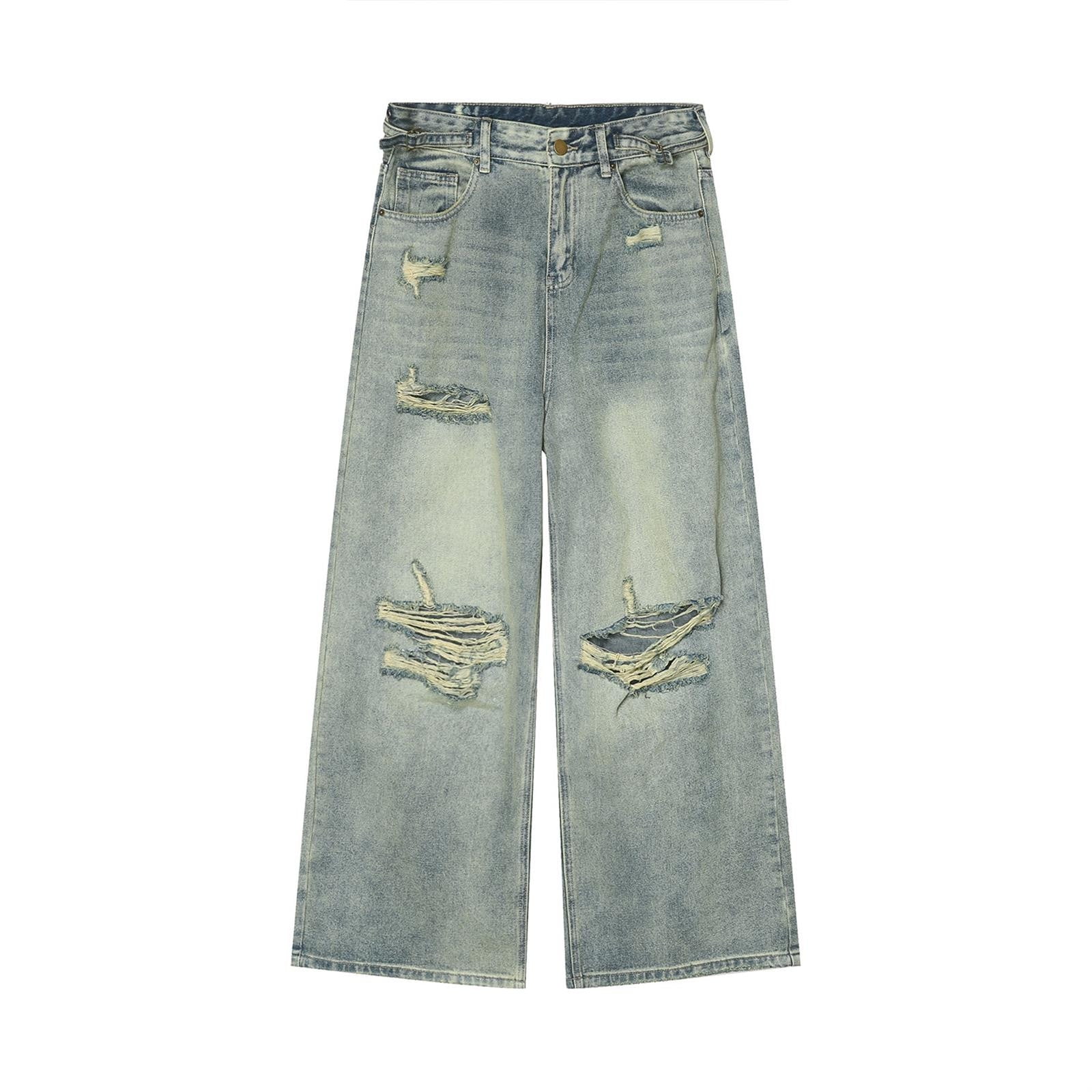 Dpytoraw Summer Loose Hip Hop High Street Floor Pants Piercing Jeans ...