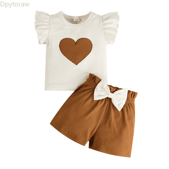 Dpytoraw Toddler Girls Fly Sleeve Embroider Tops T Shirt Vest Shorts ...