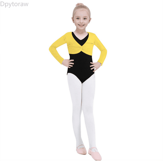 Dpytoraw Toddler Girls Long Sleeve Solid Color Blouse Ballet Wrap Tops ...