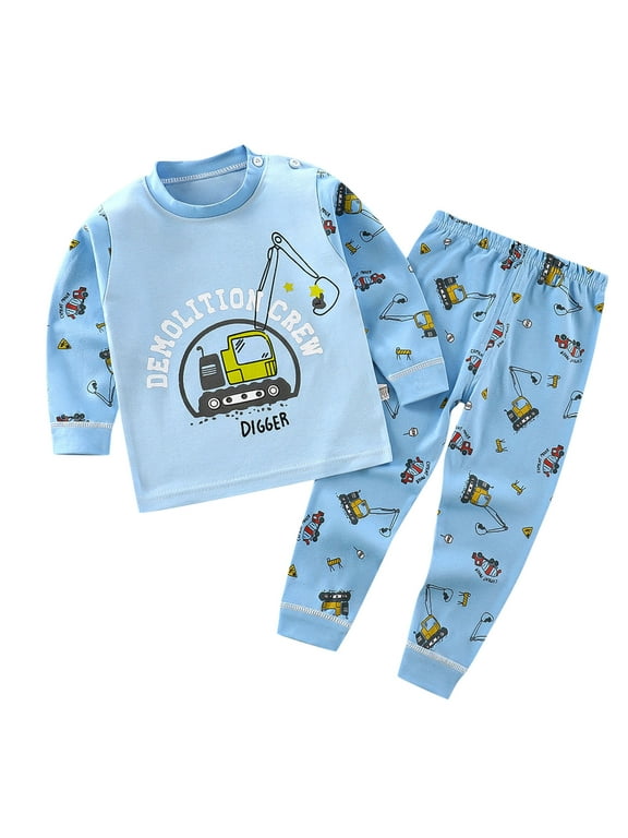 Baby Boy & Girls Long Sleeve Shirt Tops Pajamas Pants Set Kids Toddler Sleepwear Outfits ...