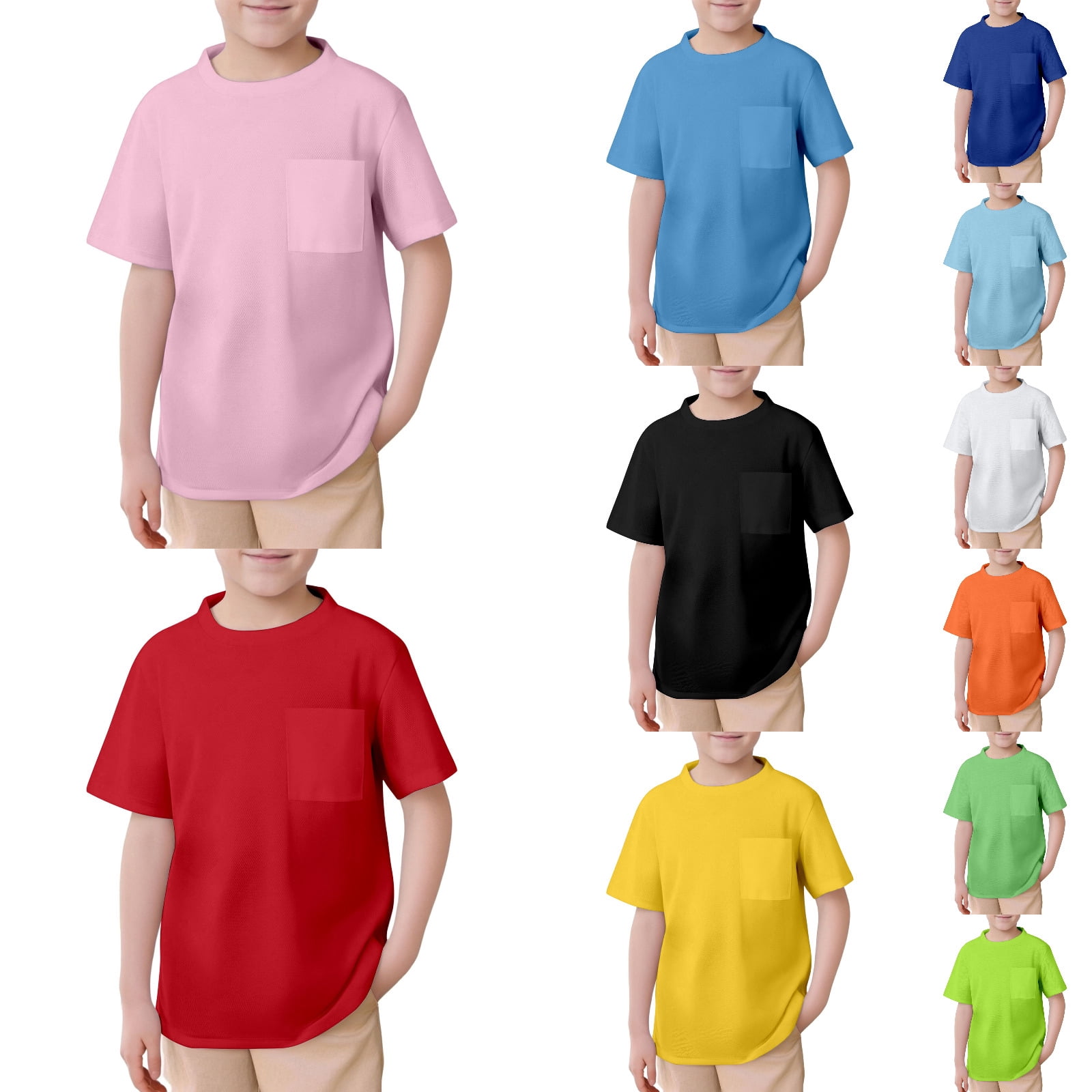 Dpytoraw Unisex Kids Mesh Short Sleeve T-Shirt with Pocket,Crew Neck ...