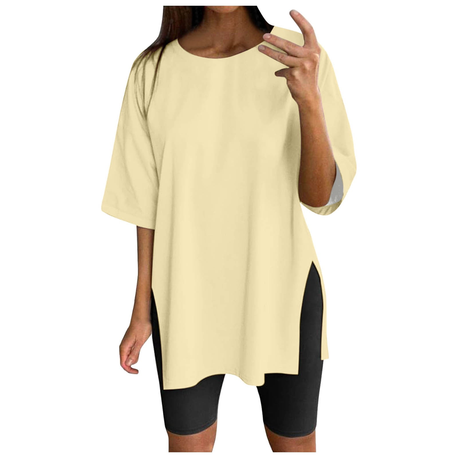 Dpytoraw Women Oversize Sports Shirt Short Sleeve Blouses Summer Loose ...