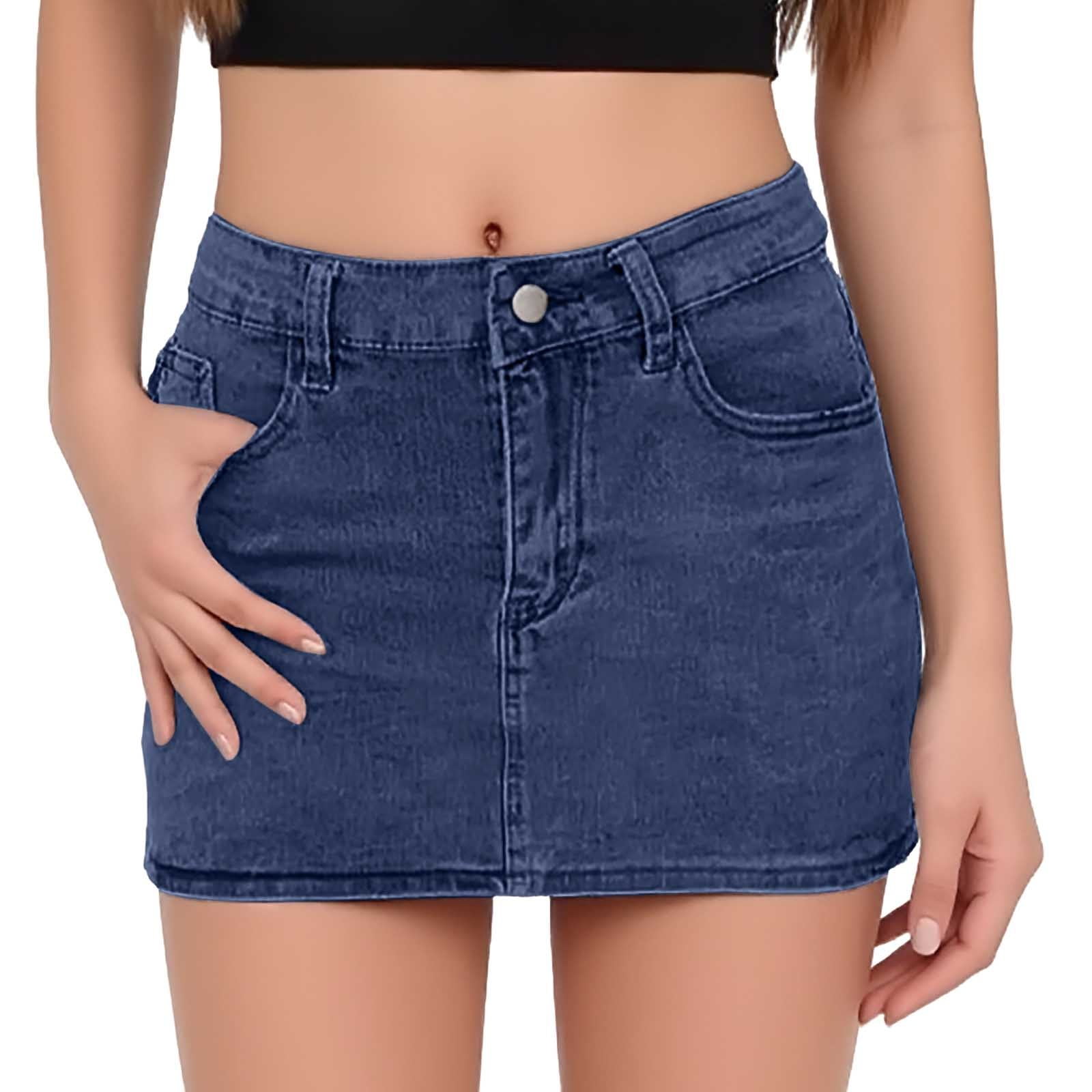 Dpytoraw Women’s Bodycon Denim Short Mini Skirts High Waist Casual ...