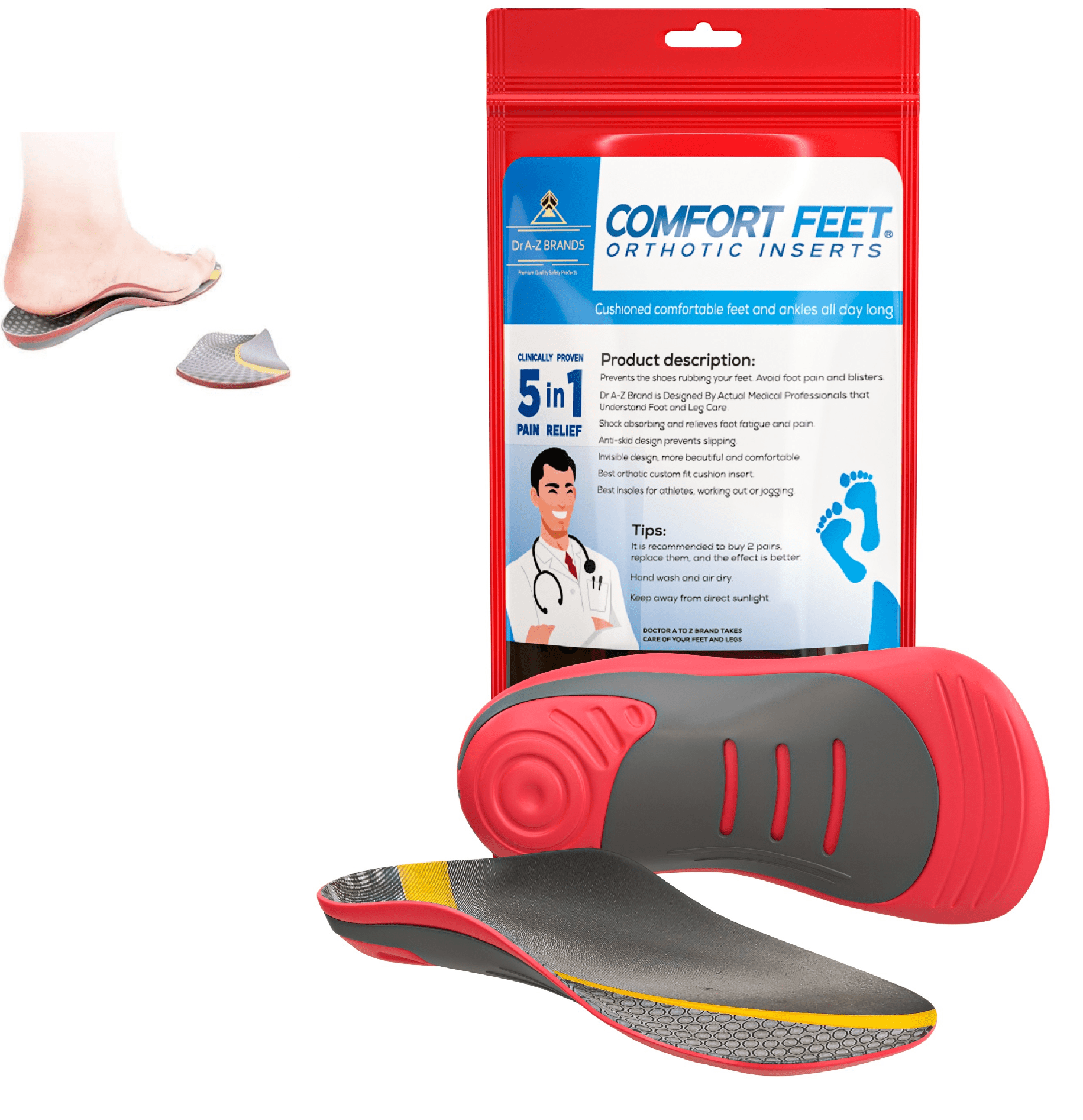 Dr. A-Z Custom Feet® Orthotics Full Length Inserts, CF 770, Customized ...