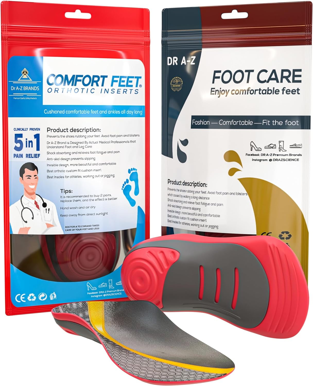 Dr A-Z Shoe Inserts Orthotic Inserts For Shoes Insoles, Height Inserts ...