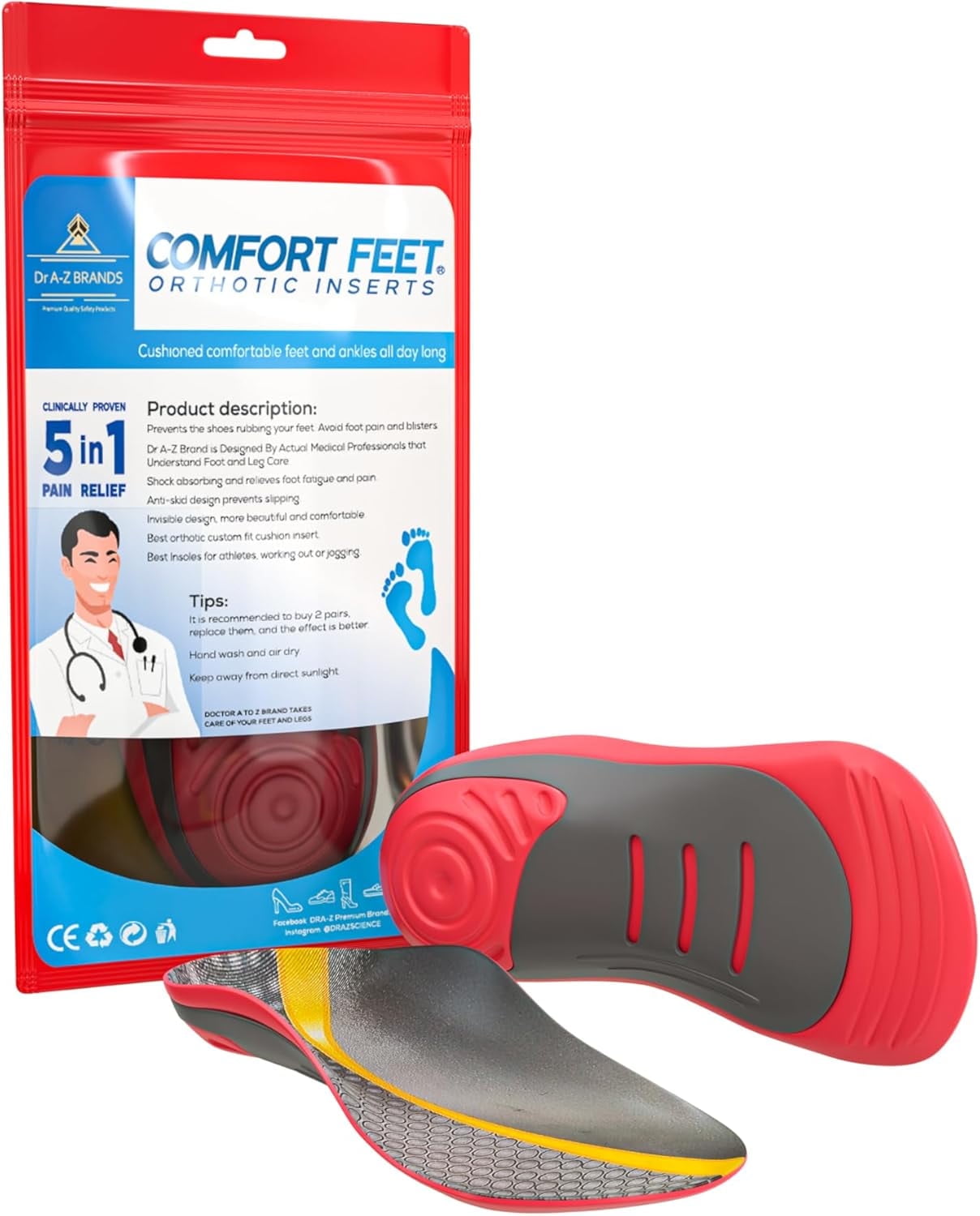 Dr A-Z Shoe Inserts Orthotic Inserts for Shoes Insoles, Height Inserts ...