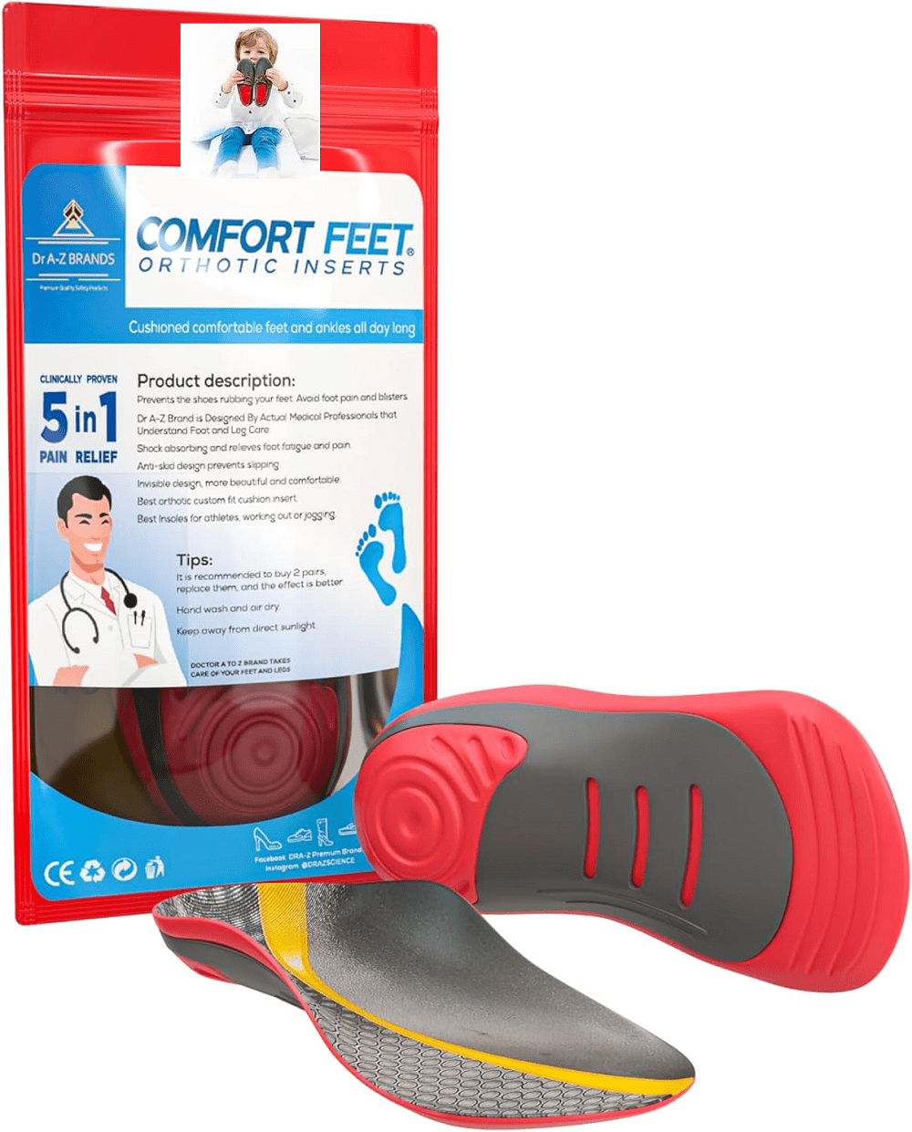 Dr A-Z Shoe Inserts Orthotic Insoles Height Increase Insert For Men ...