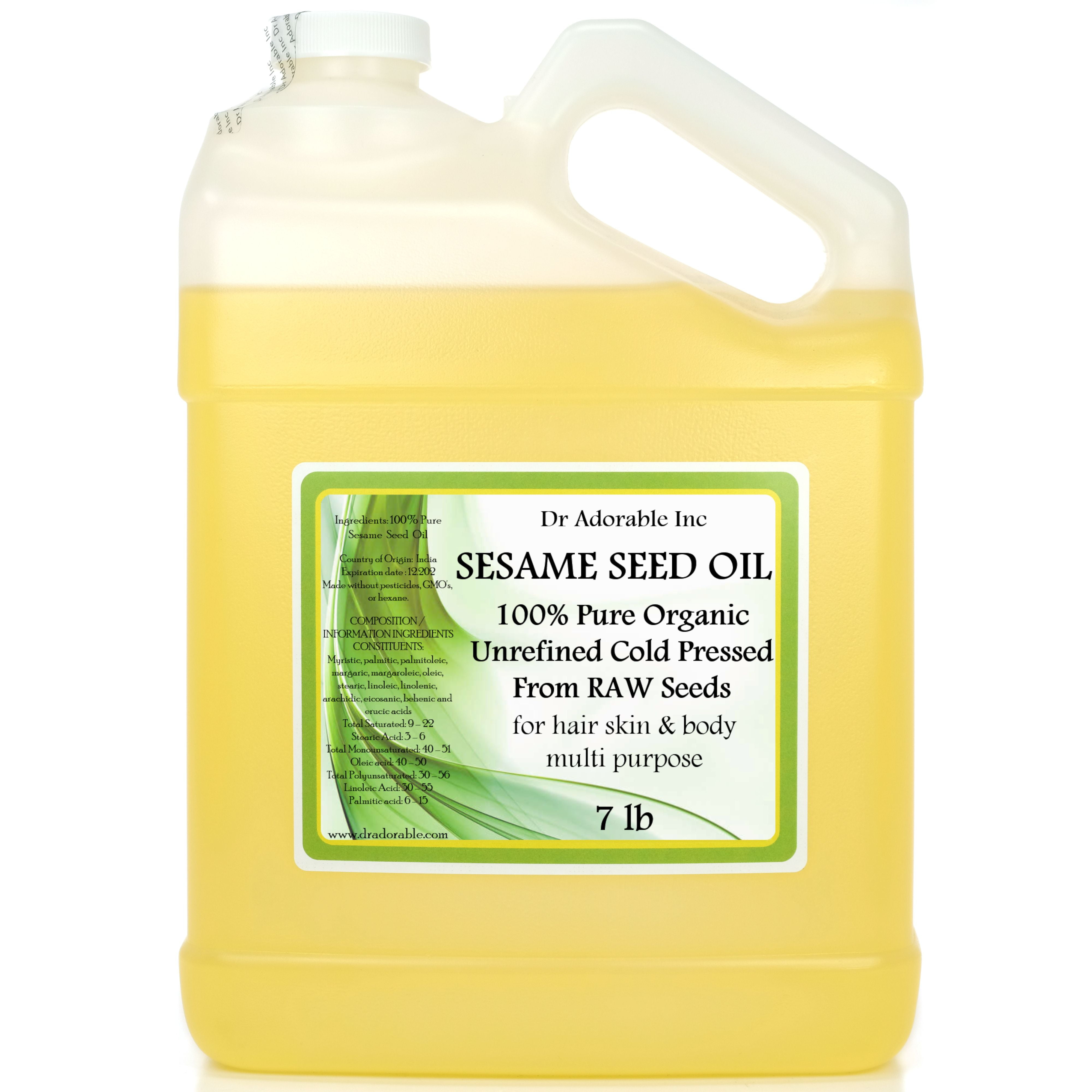 Dr Adorable - 7 lb - Sesame Seed Oil from RAW Seed - 100% Pure ...