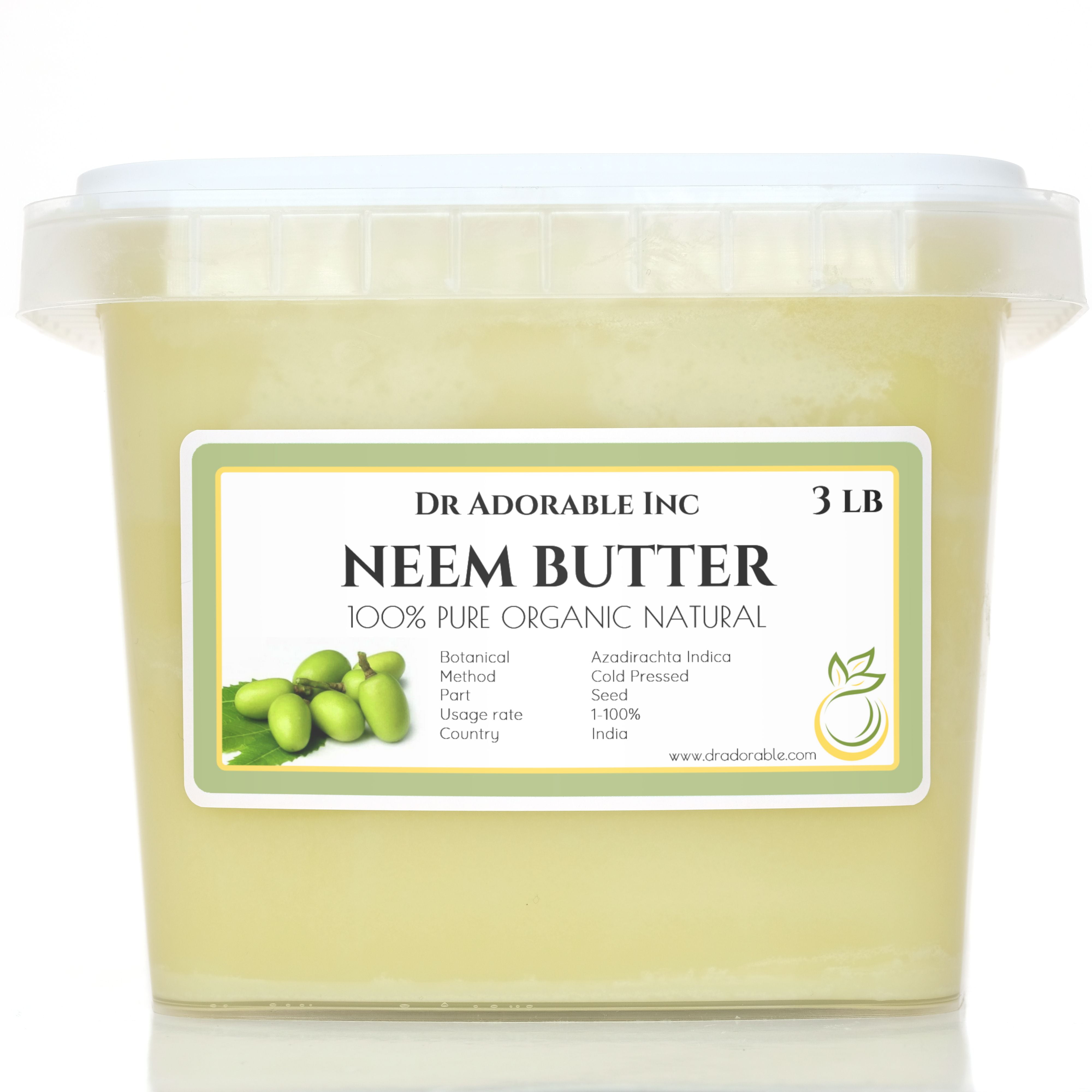 Dr Adorable - 3 lb - Neem Seed Butter - Unrefined Organic Fresh Natural ...