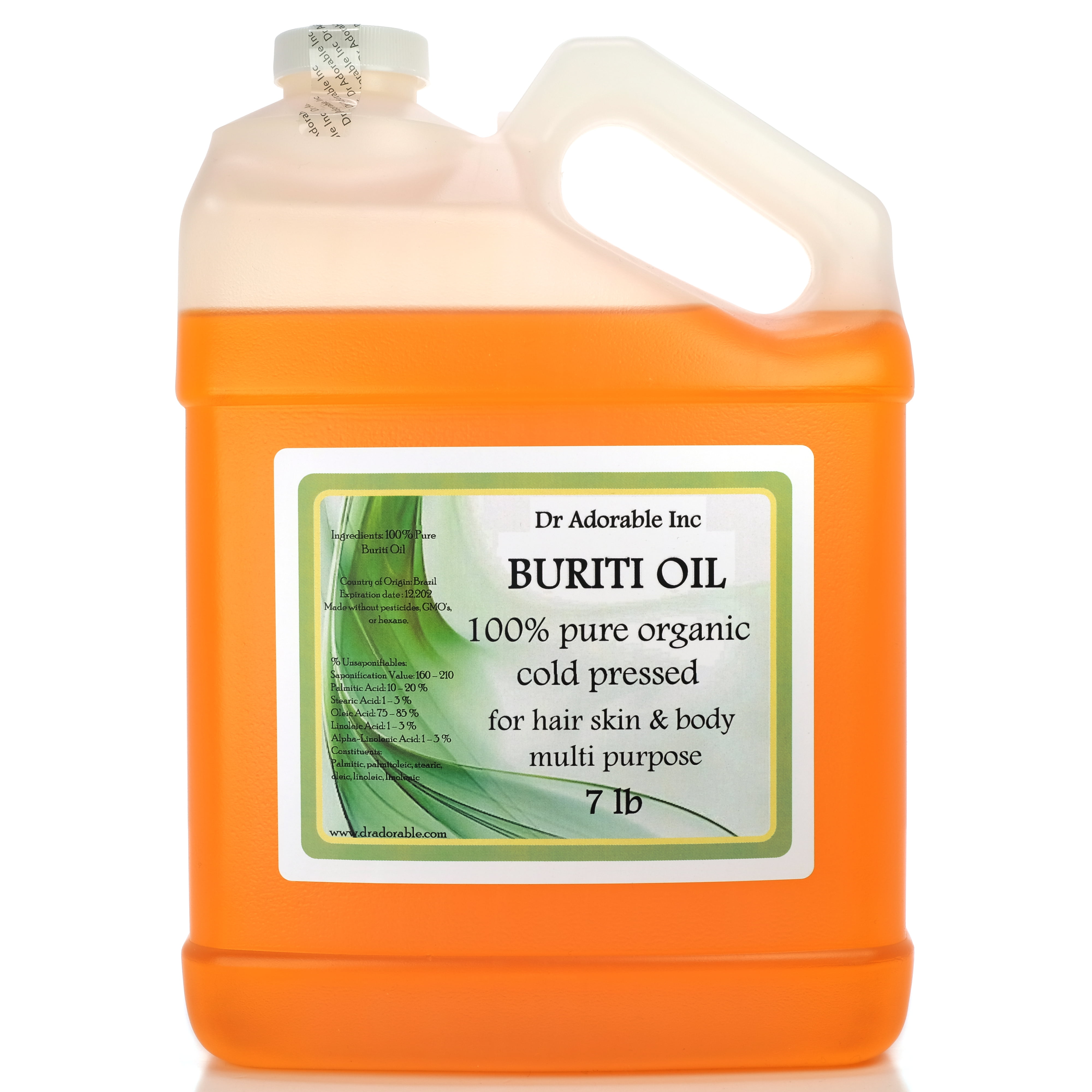 Dr Adorable - 7 lb - Buriti Exotic Oil - 100% Pure Organic Cold Pressed ...