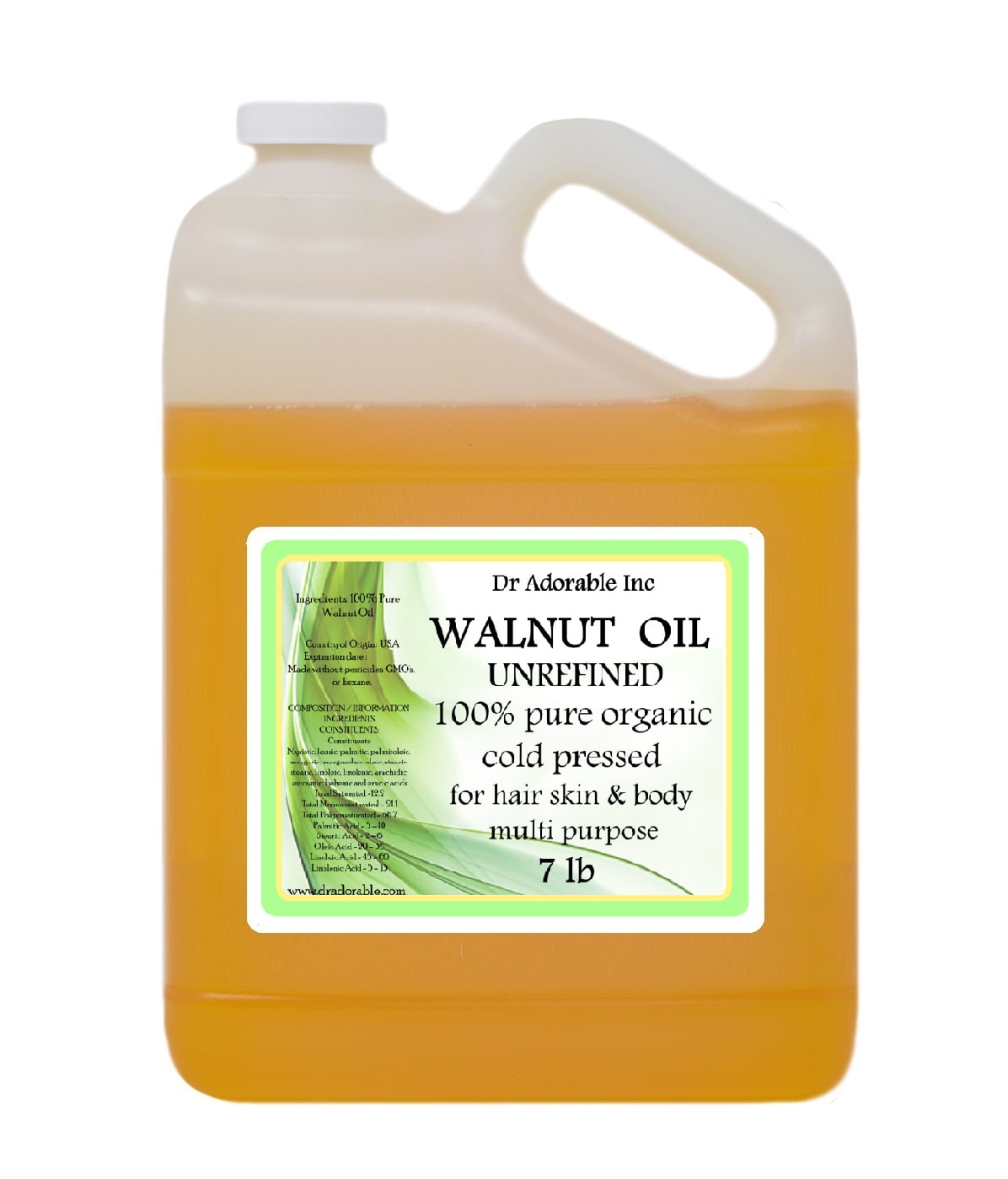 Dr Adorable - 7 lb - Walnut Unrefined Oil - 100% Pure Organic Cold ...