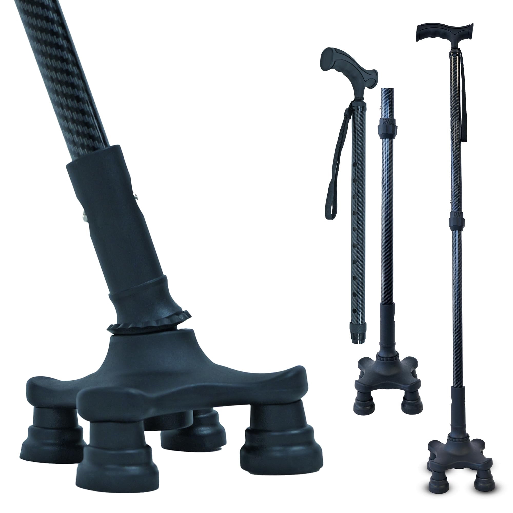 Dr. Aid FourPod Walking Cane for Men & Women Premium Carbon Fiber Black ...