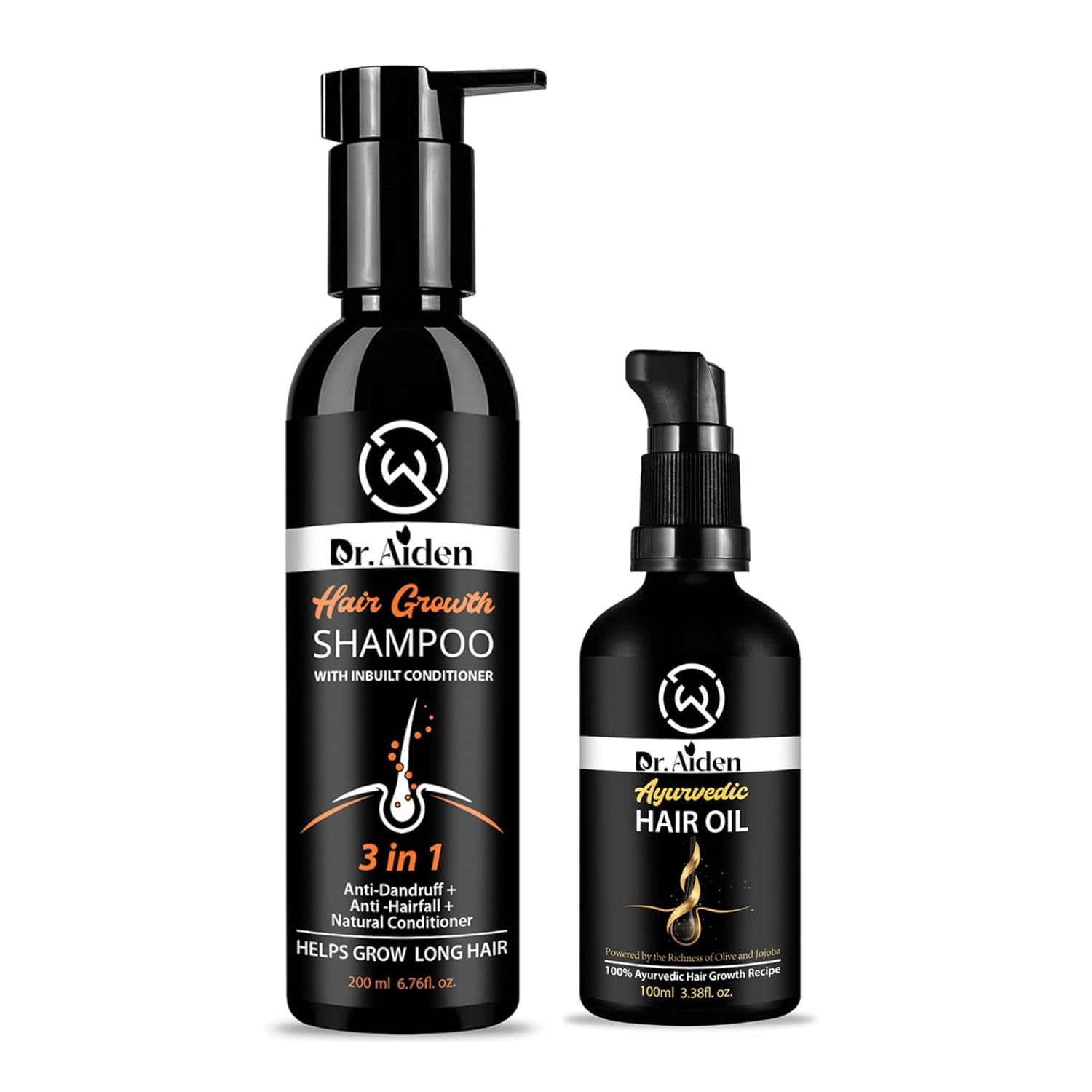 Dr Aiden Antidandruff 3 in 1 Shampoo Natural Hair Oil with Jojoba Olive ...