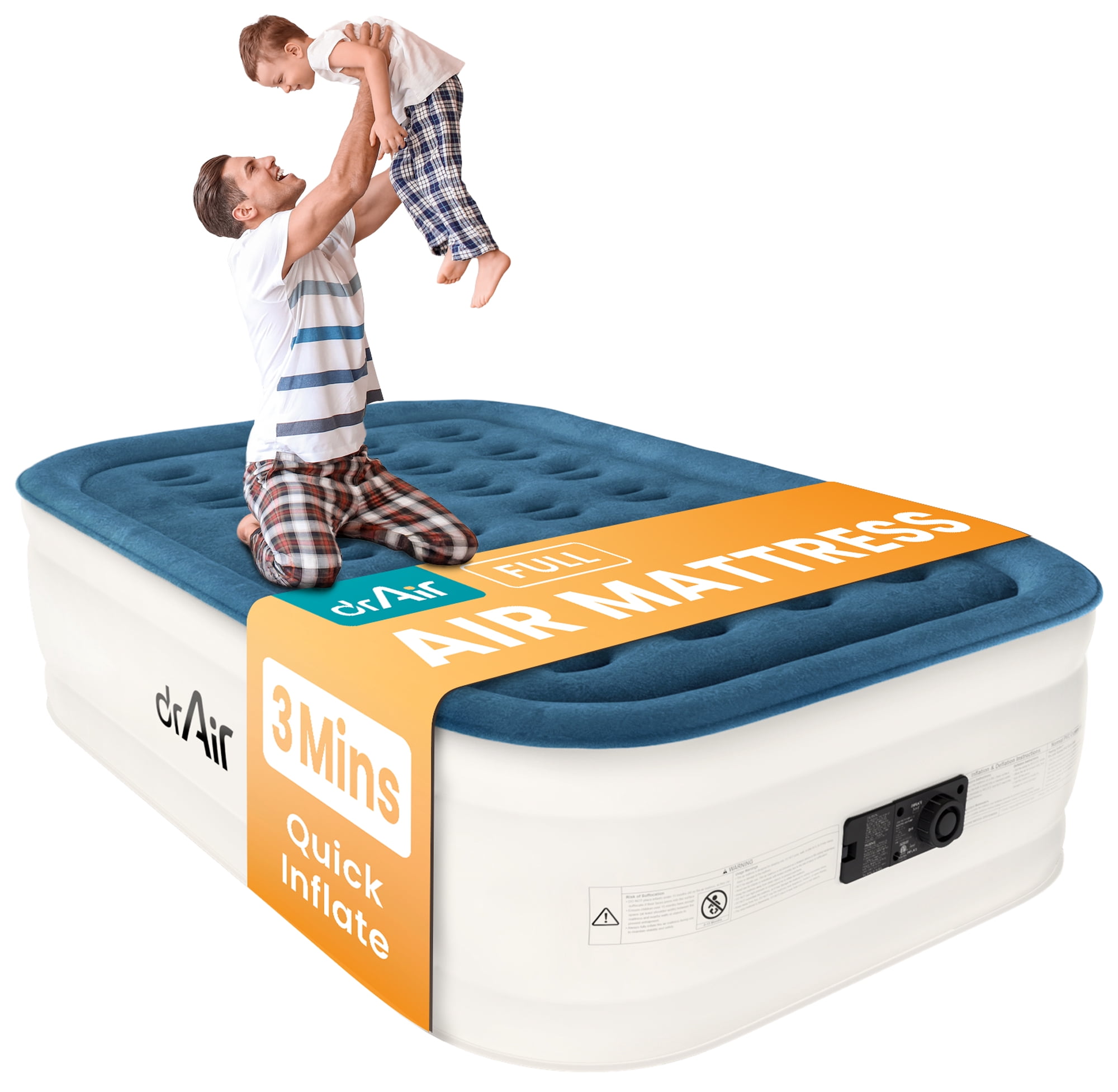 Dr. Air Full Air Mattress, 18” Raised Inflatable Bed with Built-in Pump ...