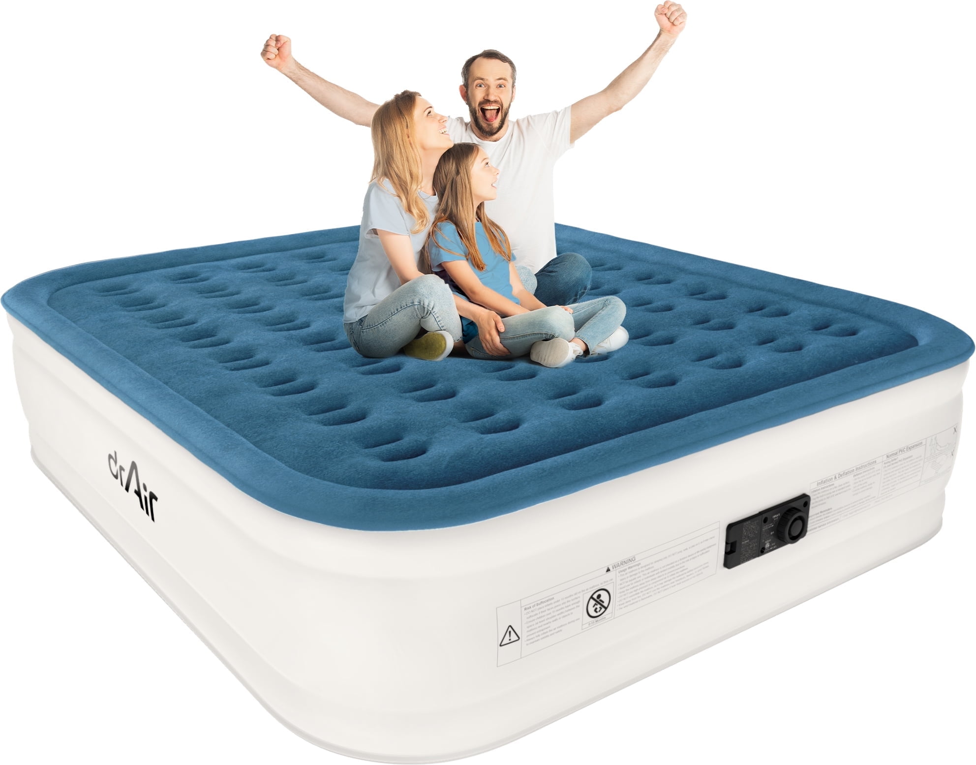 Dr. Air King Air Mattress, 18” Raised Inflatable Bed with Built-in Pump ...