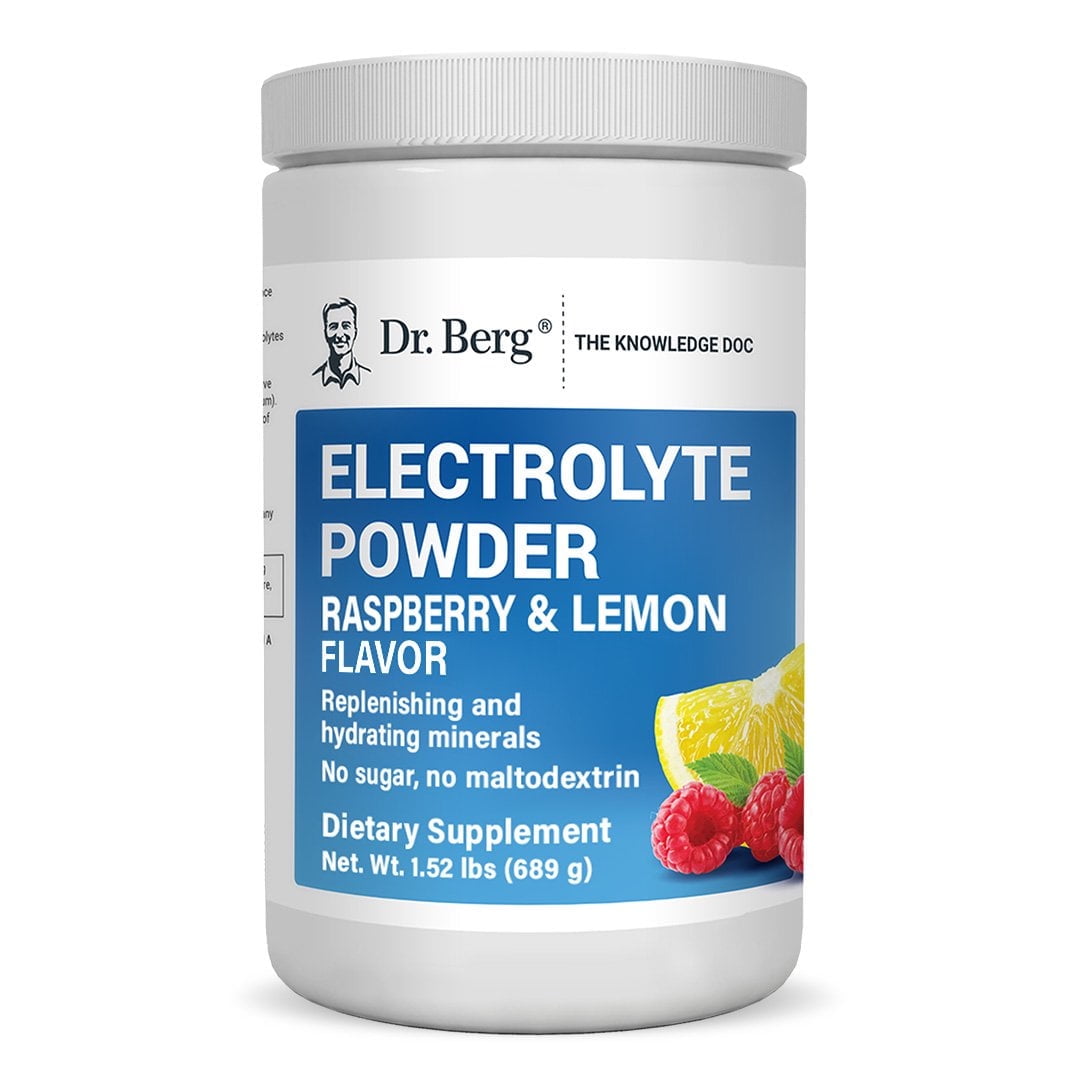 Dr. Berg Electrolyte Powder - Raspberry & Lemon Hydration Powder, 100 ...