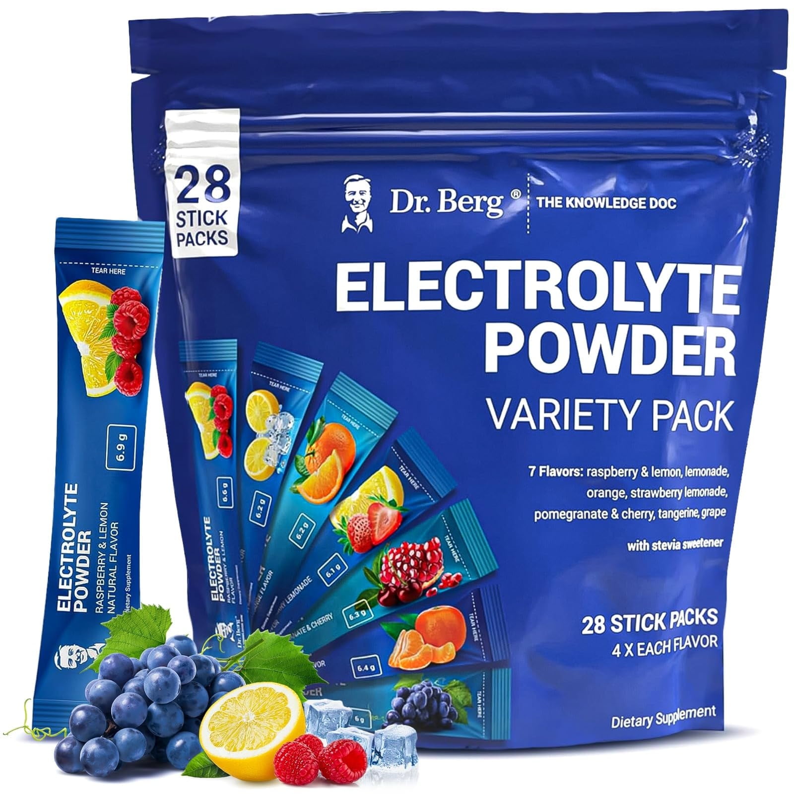 Dr. Berg Electrolyte Powder Variety Pack 28 Packets with 7 Flavors ...