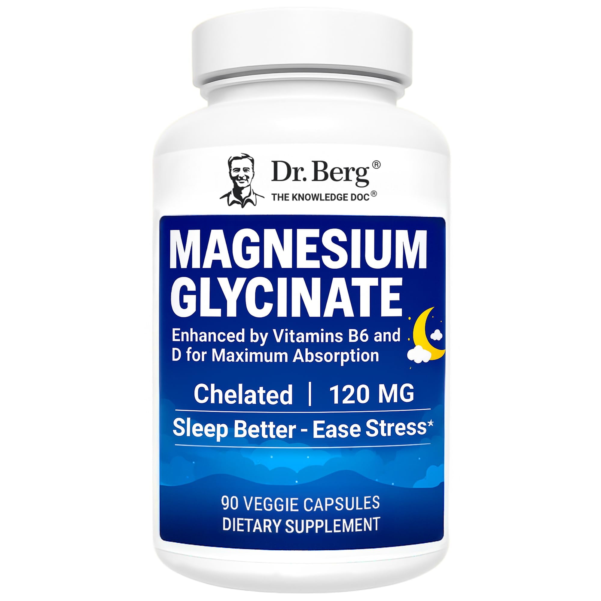 Dr. Berg Magnesium Glycinate 120 mg, Vitamin D3, B6, Zinc, Sleep ...