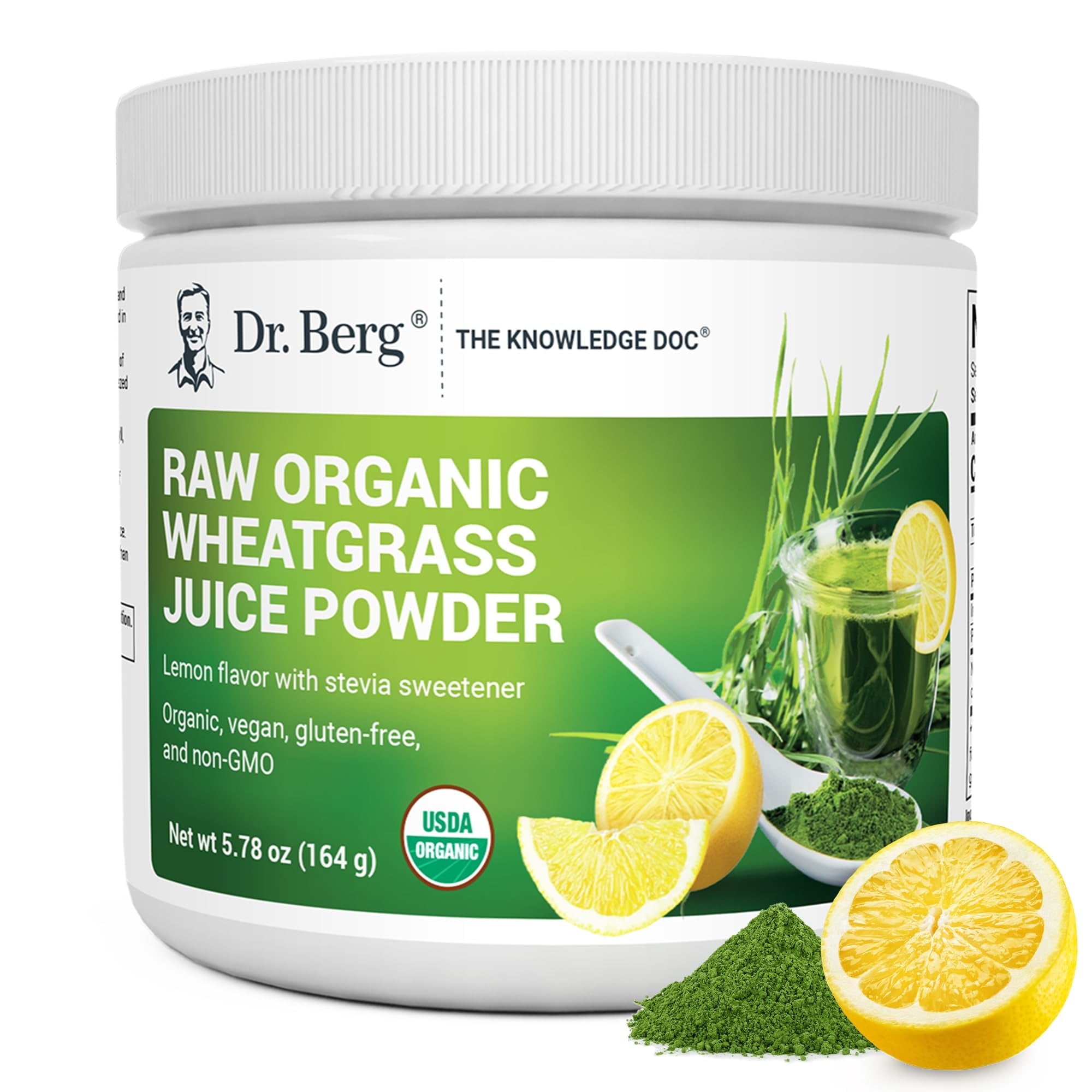 Dr. Berg Organic Wheatgrass Superfood Raw Juice Powder, Lemon Flavor ...