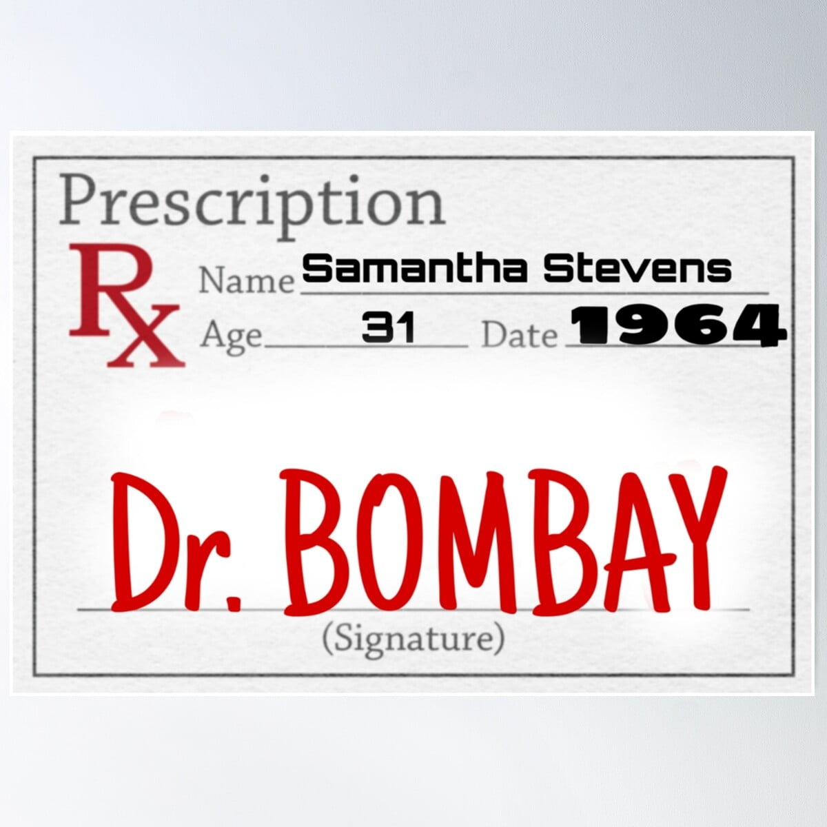 Dr Bombays Prescription Pad Poster Wall Art, Modern Wall Decor For ...