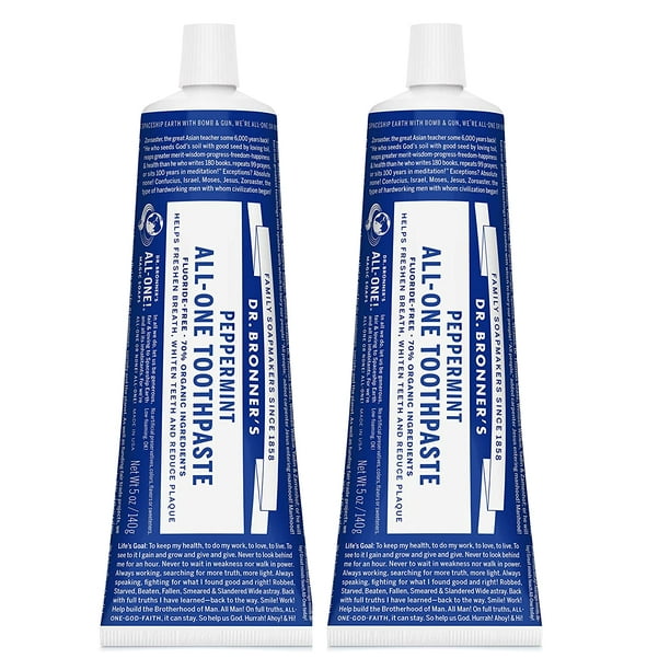 Toothpaste Peppermint Dr. Bronner's 5 oz Paste Pack of 2 (2) by Dr ...