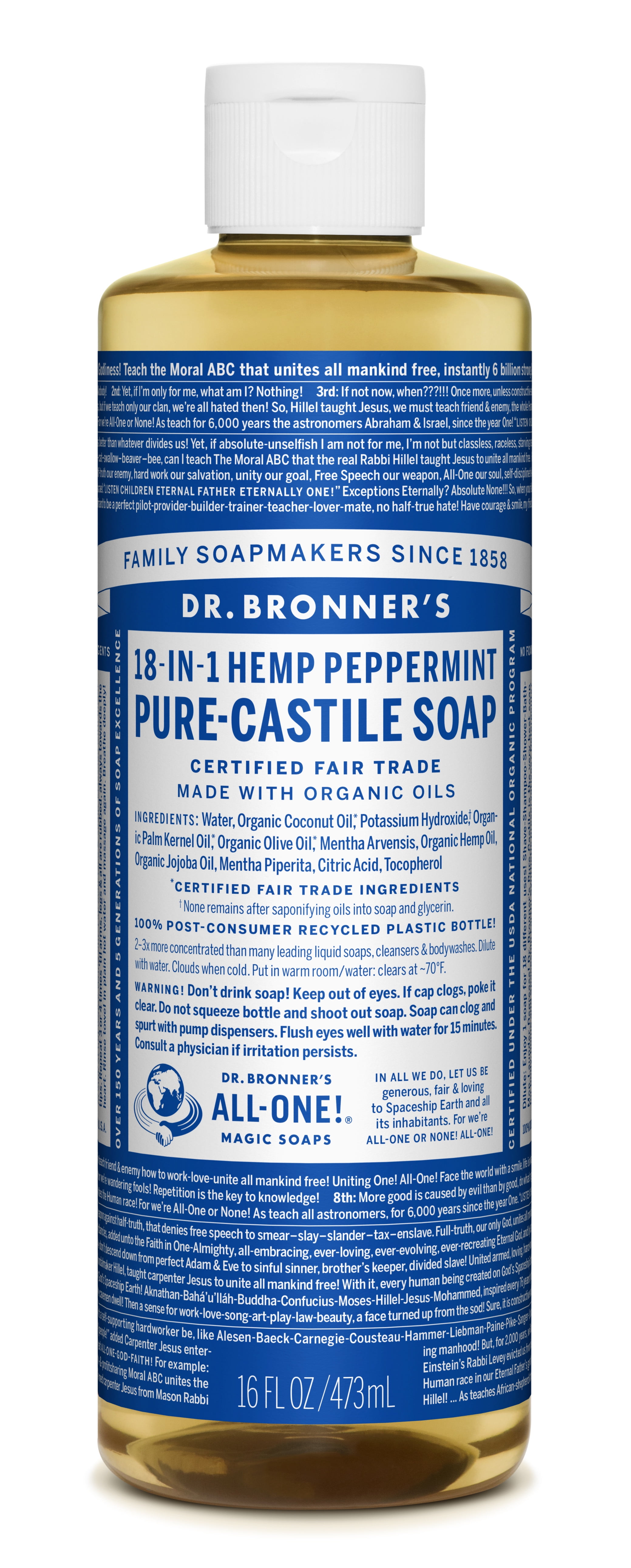 Dr. Bronner's Magic Soap - Castile Liquid - Peppermint - 16 oz - 18-in ...