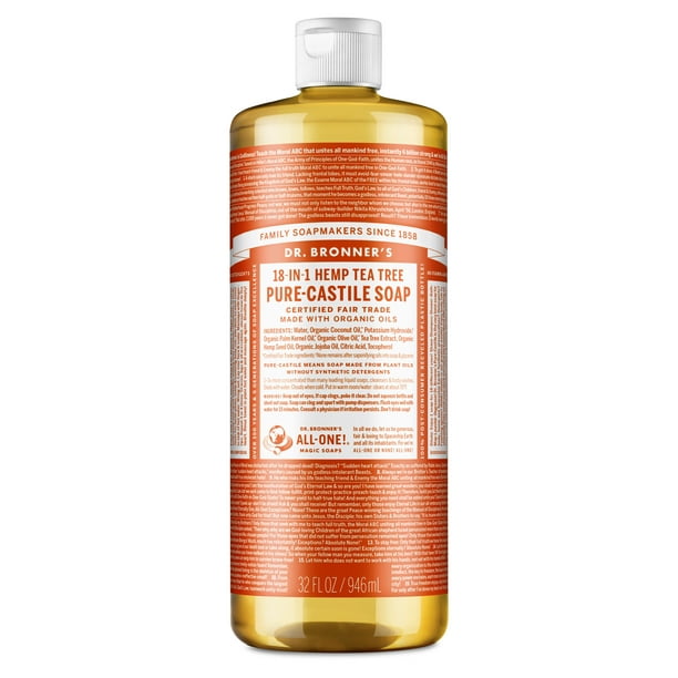 Dr. Bronner s Magic Soap Castile Liquid Tea Tree 32 oz 18 in 1 Uses Adults Teens Children Walmart Business Supplies