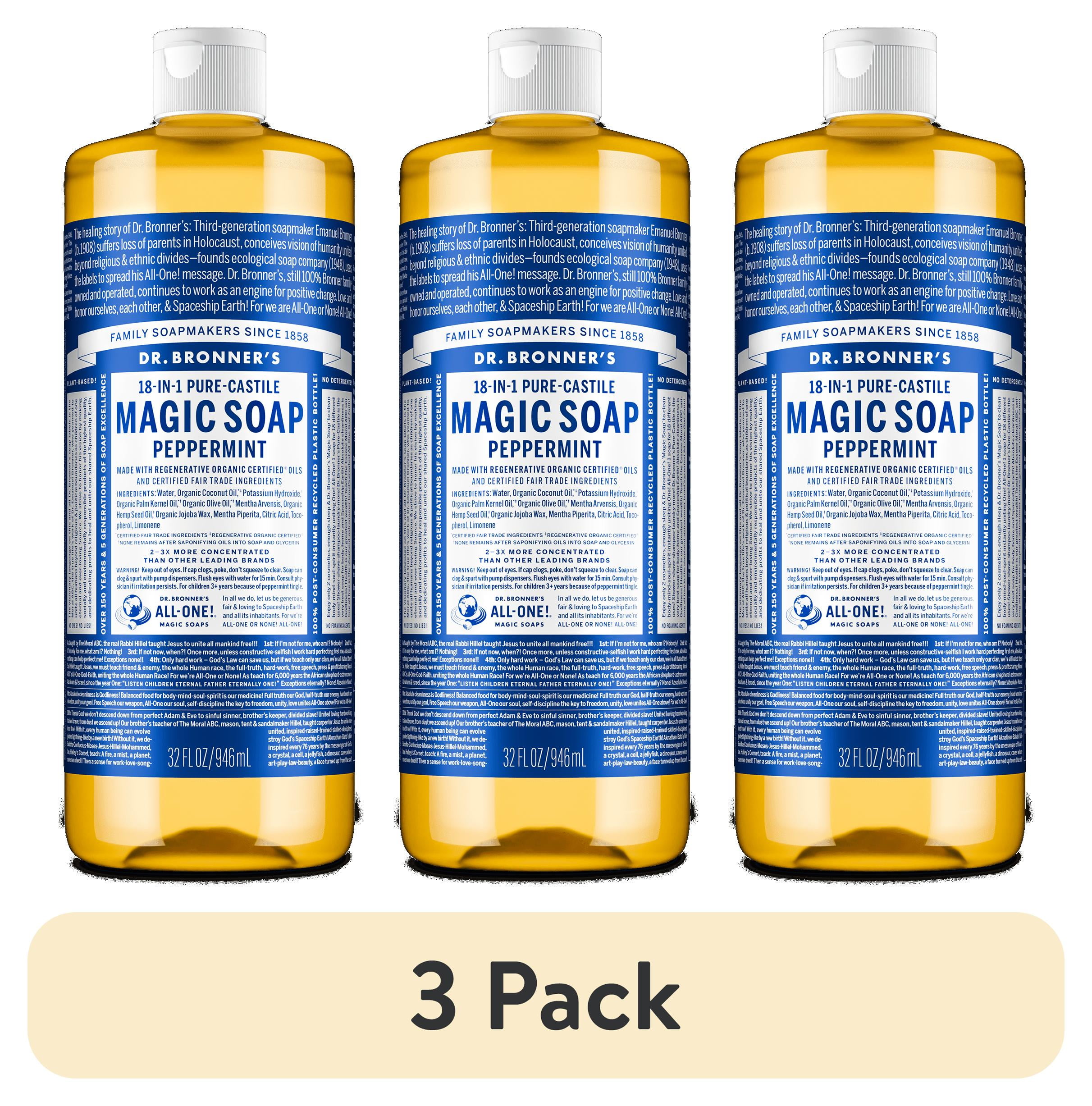 (3 pack) Dr. Bronner's Magic Soap - Peppermint - Pure-Castile Liquid ...