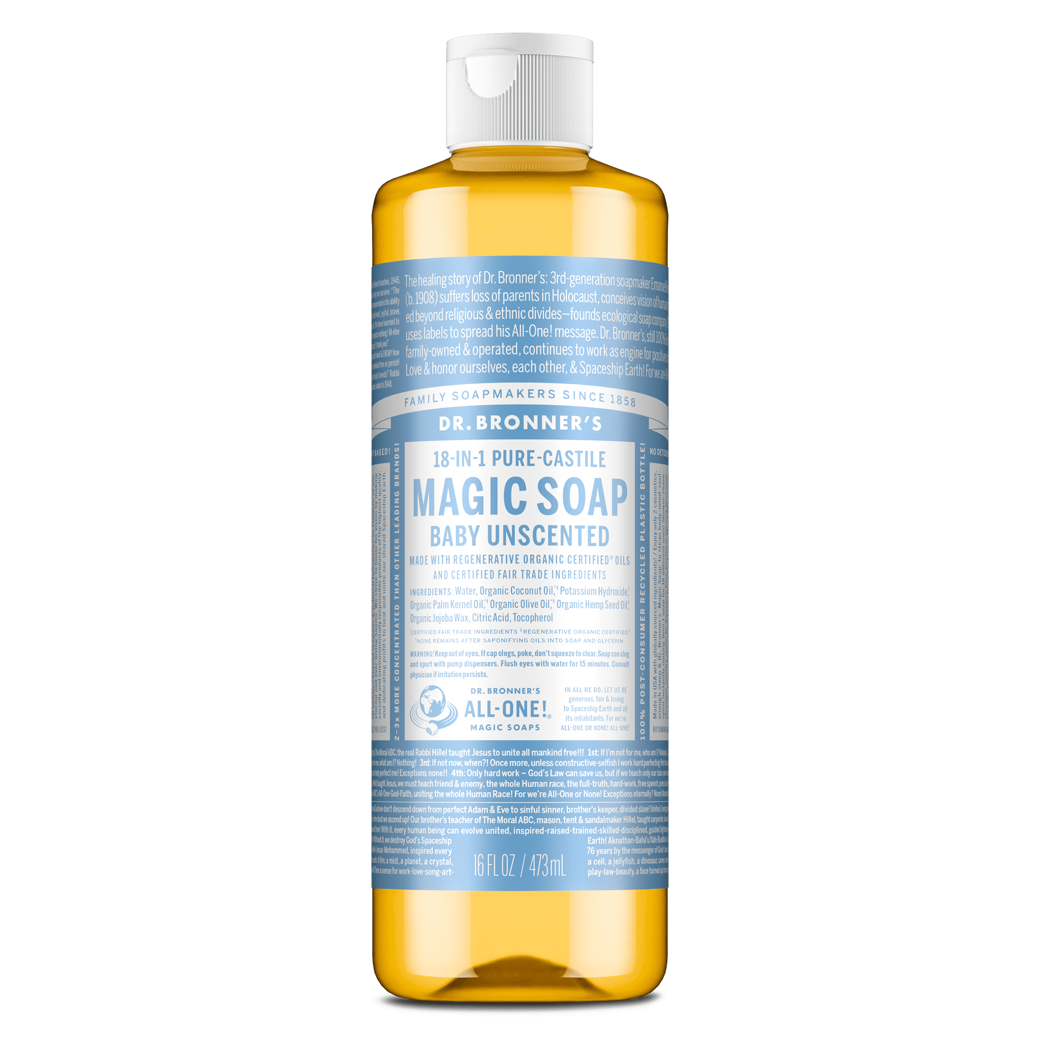 Dr. Bronner's Magic Soap - Baby Unscented - Pure-Castile Liquid Soap ...