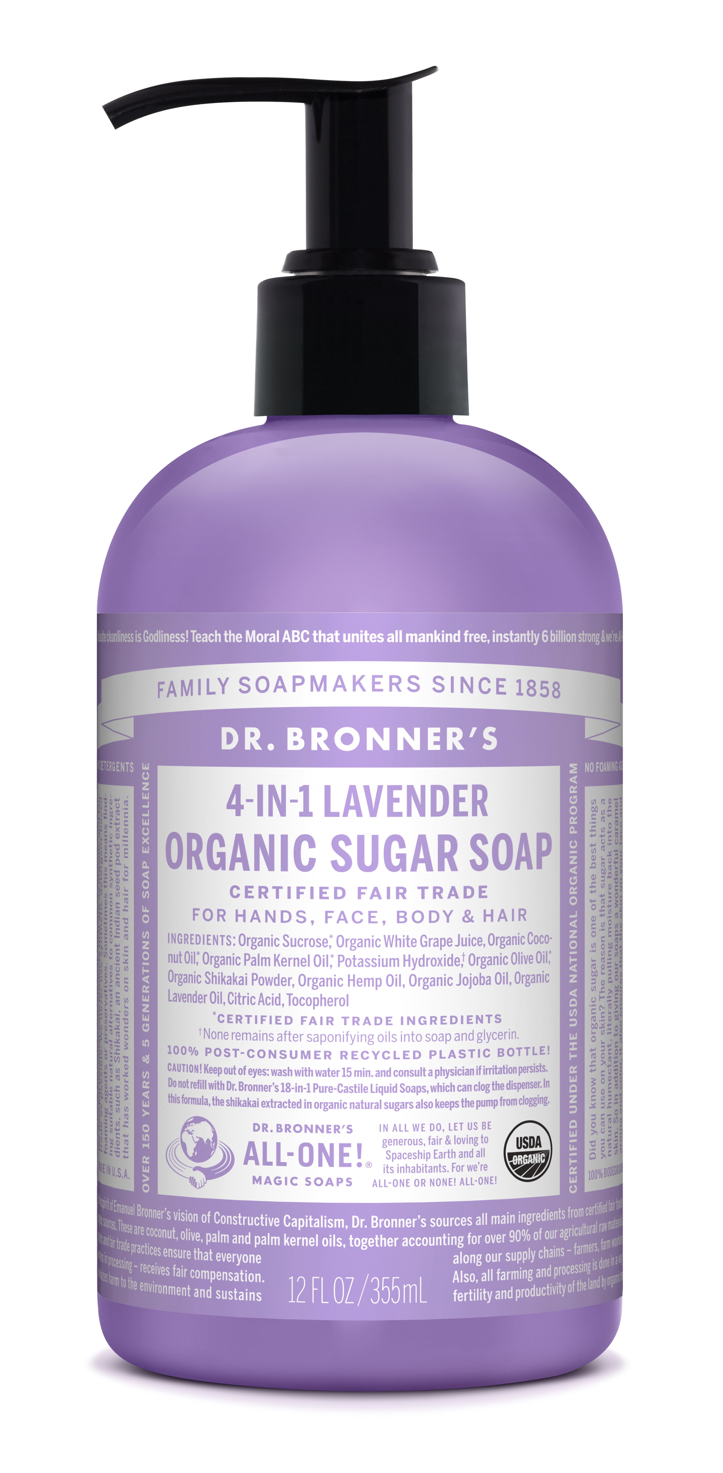 Dr. Bronner's Organic Lavender Bath Liquid, Pure Castile Natural Body ...