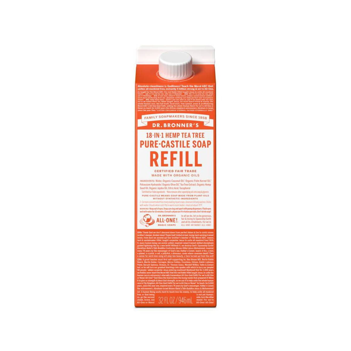 Dr. Bronner's Refill Carton - Tea Tree - 32 fl oz - Walmart.com