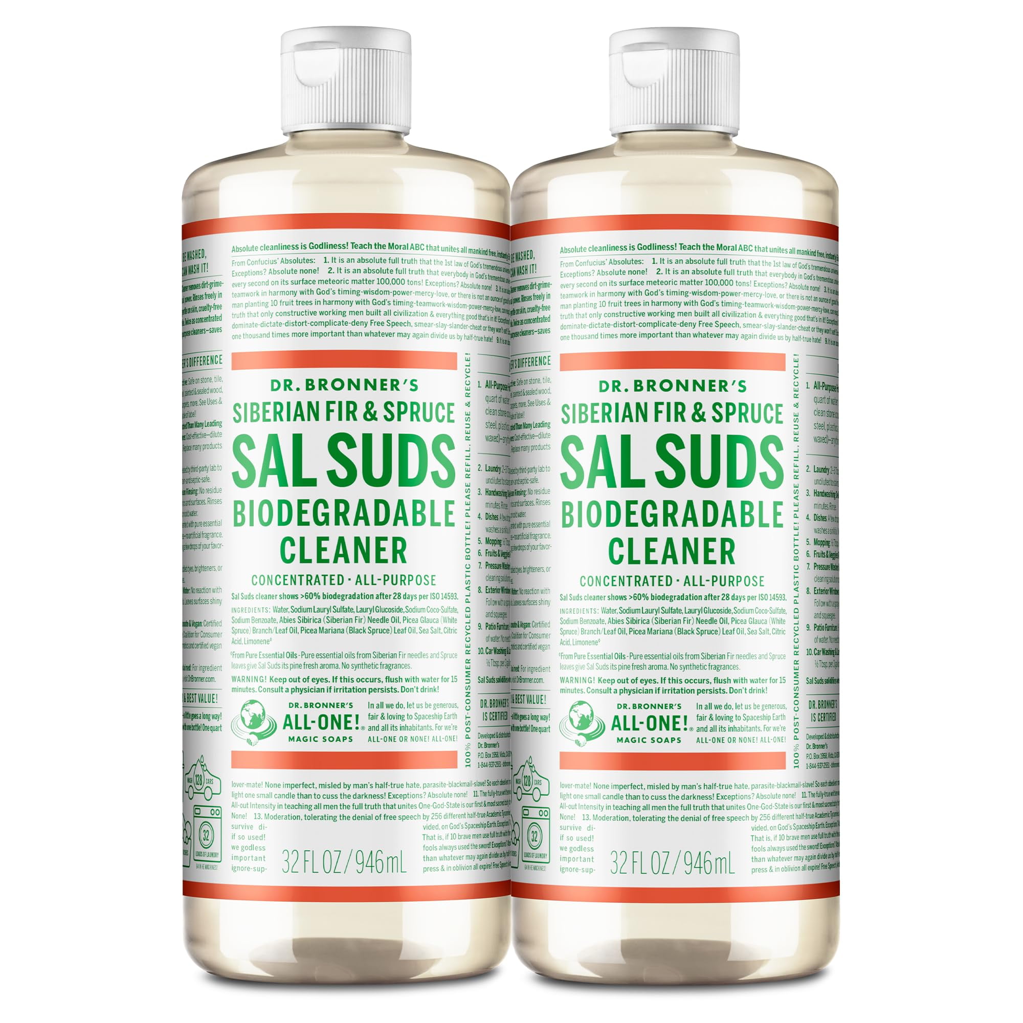 Dr. Bronner's - Sal Suds Biodegradable Cleaner (32 oz, 2-pack) - All ...