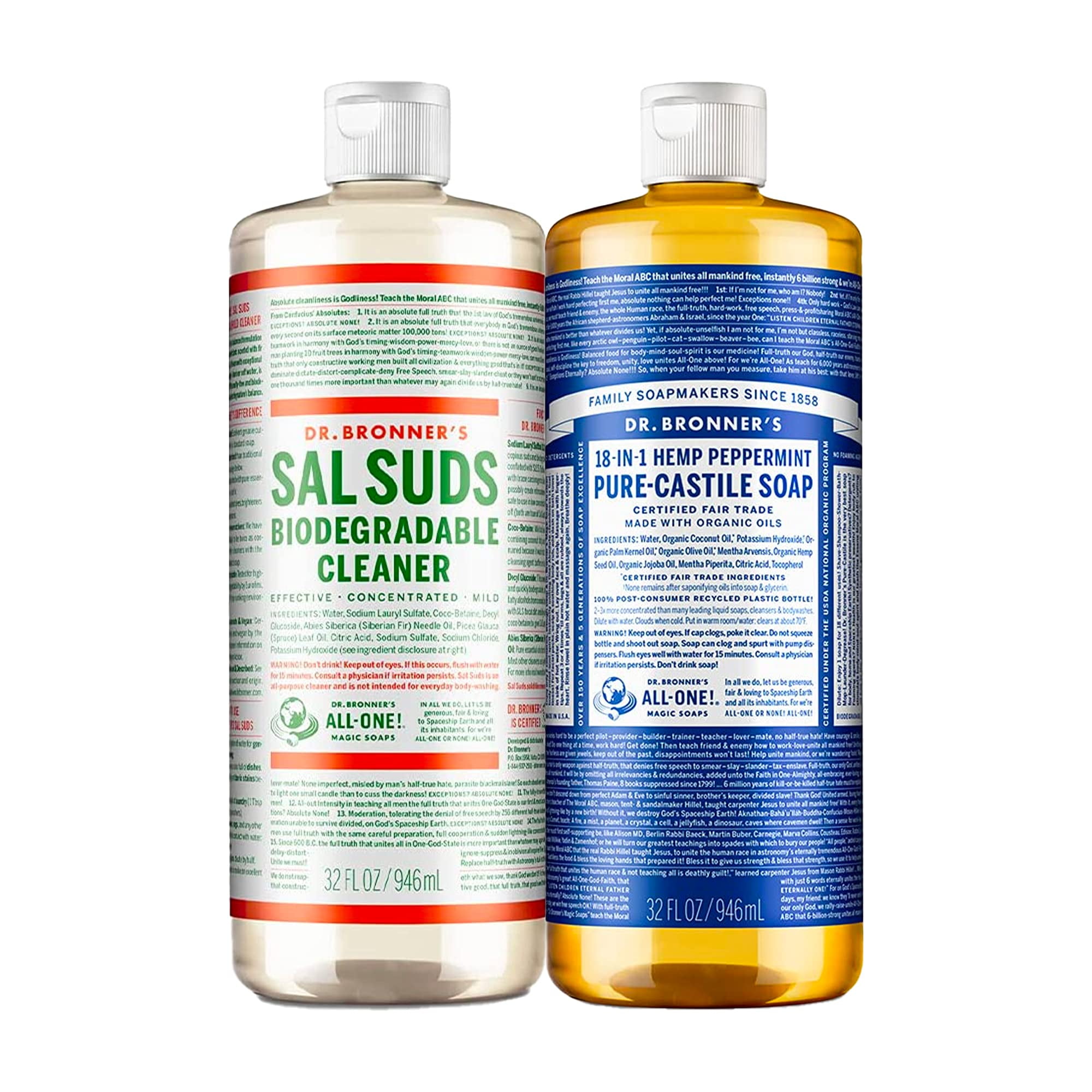 Dr. Bronner's - Variety Pack: Pure-Castile Liquid Soap (Peppermint, 32 ...