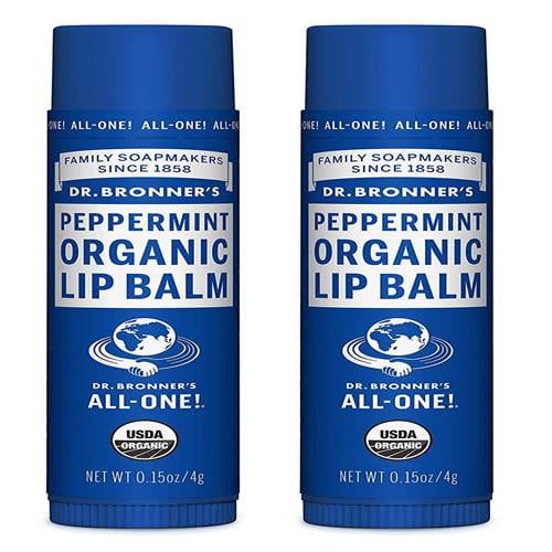 Dr. Bronners Organic Lip Balm - Peppermint - 0.15 Oz - 2 Pk Packaging ...