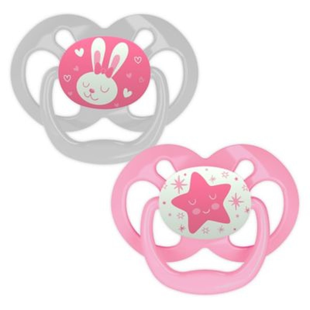 Dr. Brown's Advantage 2-Pack Stage 2 Glow in the Dark Pacifiers in Pink ...