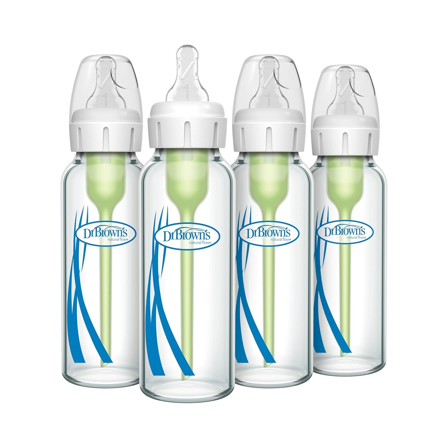 Dr. Brown's Anti-Colic Options+ Narrow Glass Baby Bottle with Level 1 Slow Flow Nipple, BPA-Free ...