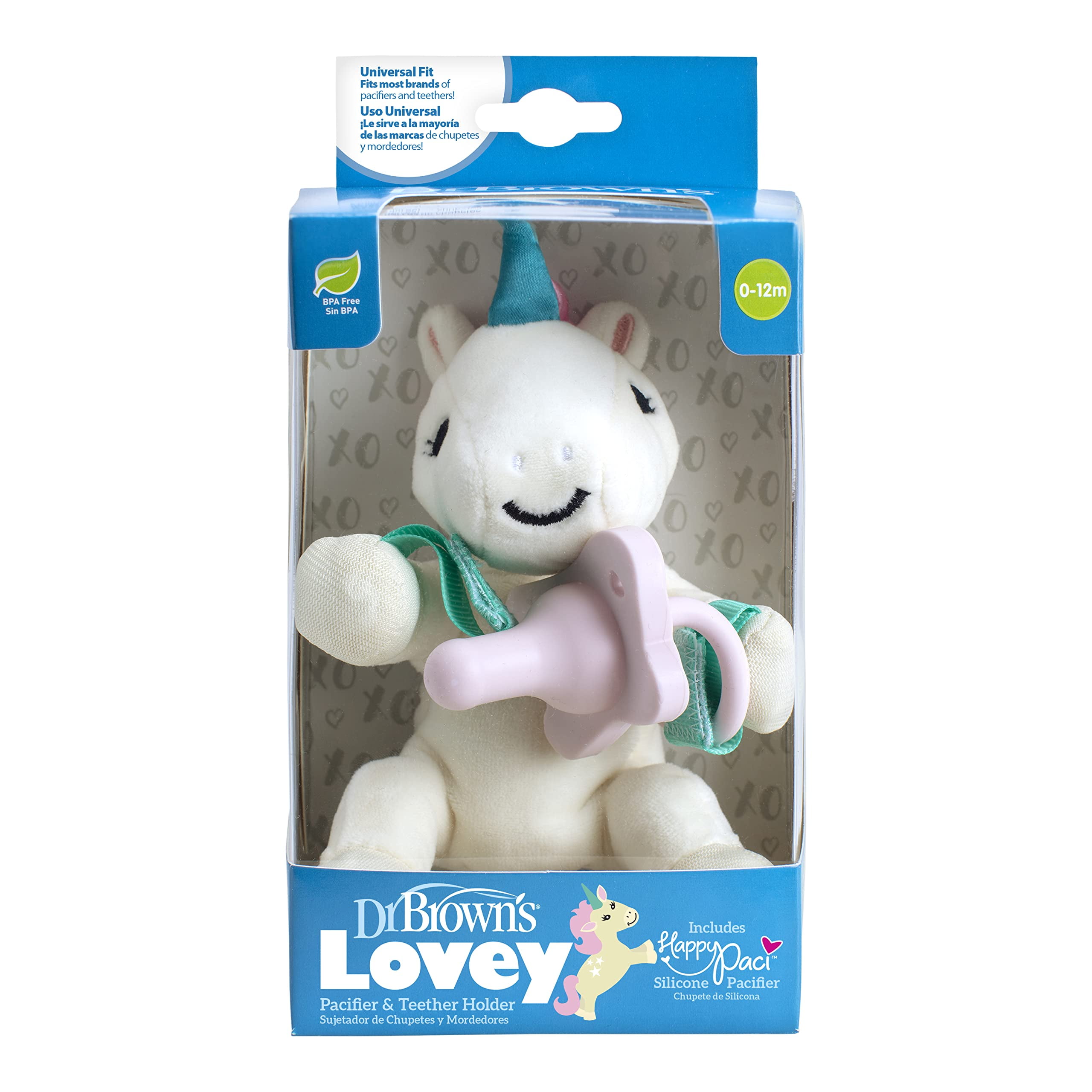 Dr. Brown's Baby Lovey MMF7 Pacifier and Teether Holder, Unicorn with ...