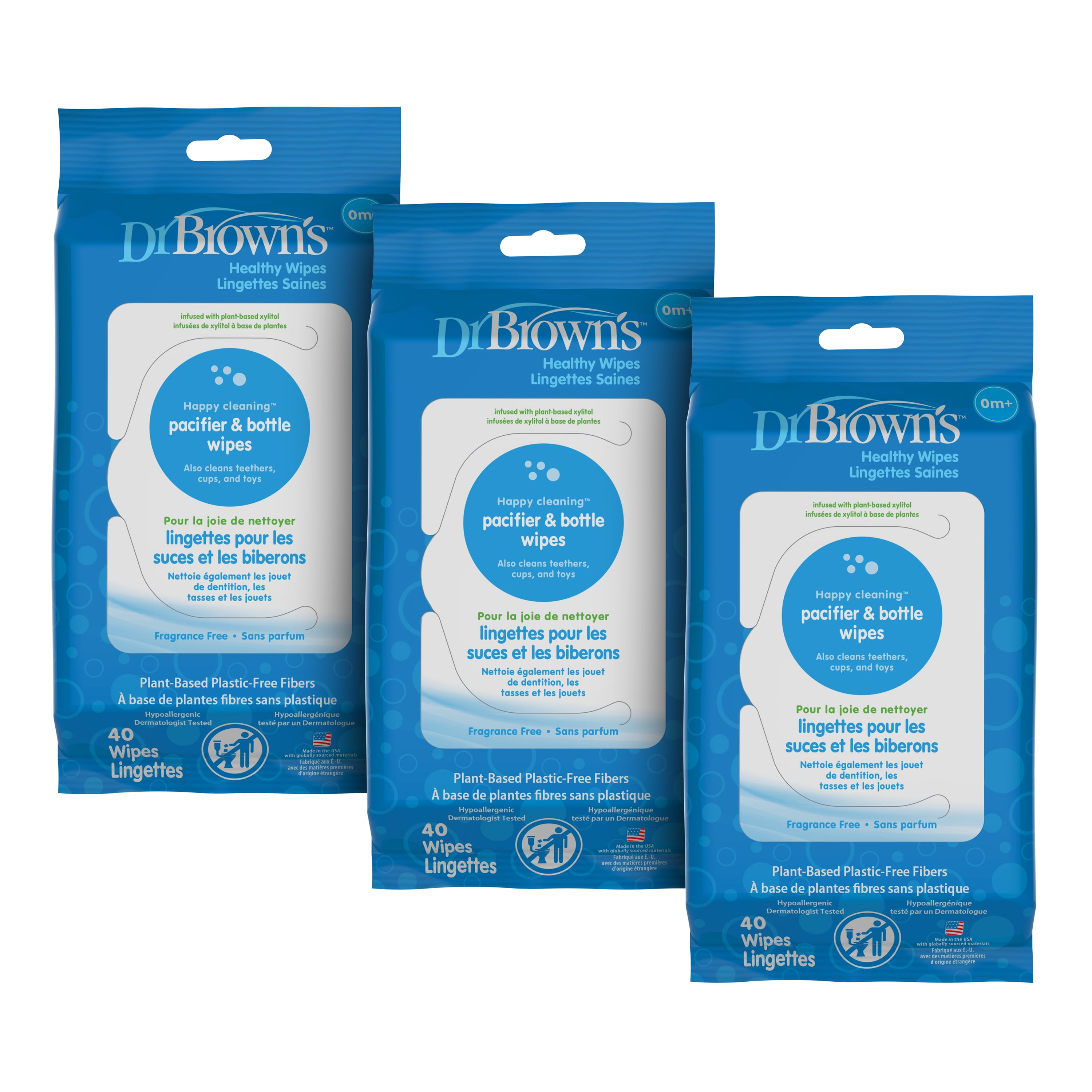 Dr. Brown's Portable Baby Cleaner, Bottle & Pacifier Wipes, 40 Count, 3 ...
