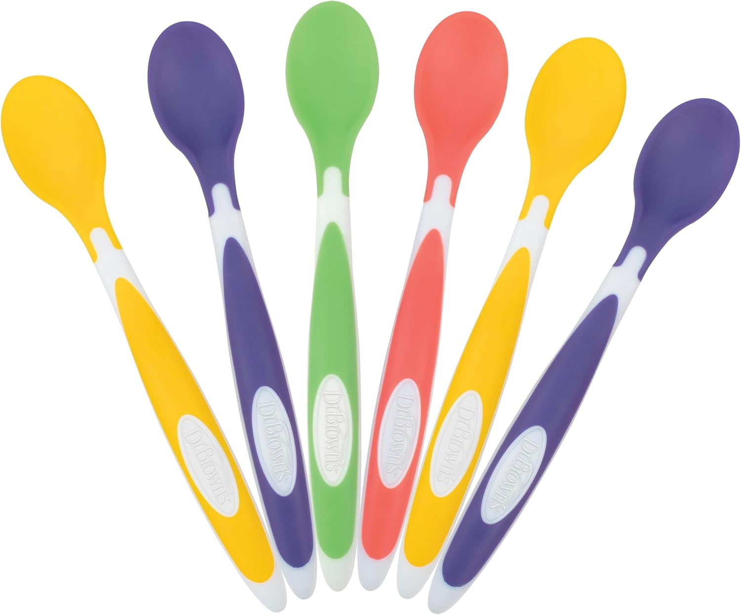Dr. Brown's Designed to Nourish Soft-Tip Toddler Feeding Spoons, 6 Pack ...